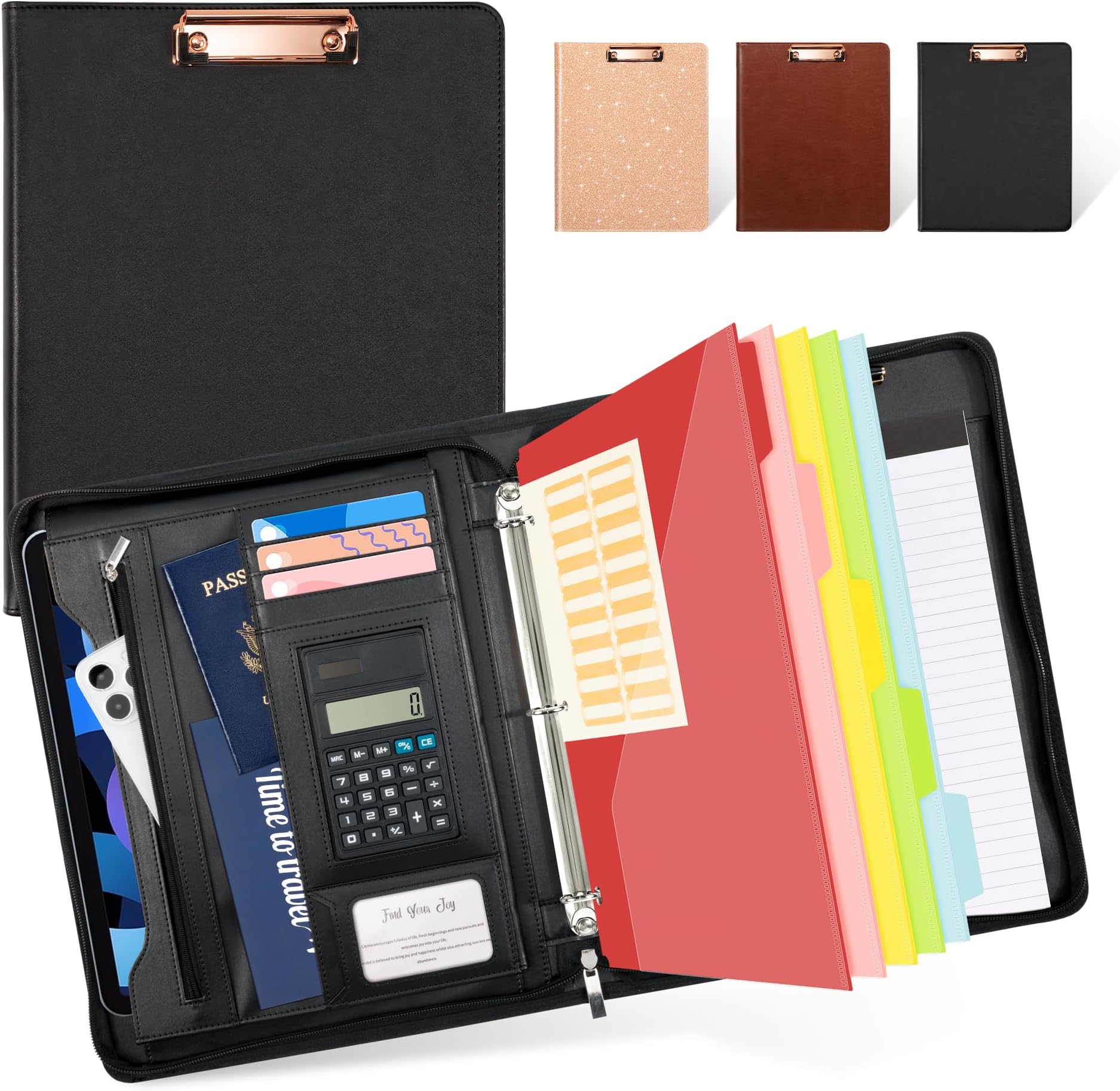 Amazon.com: JoyCat 3 Ring Binder Clipboard with Storage,12.4"x10.2 ...