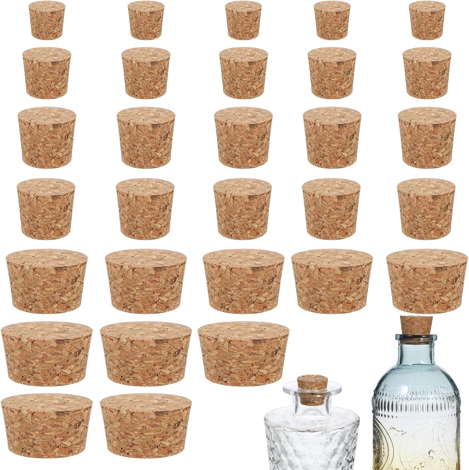 Amazon.com: 30pcs Natural Corks Stoppers for Bottles Tapered Plugs ...