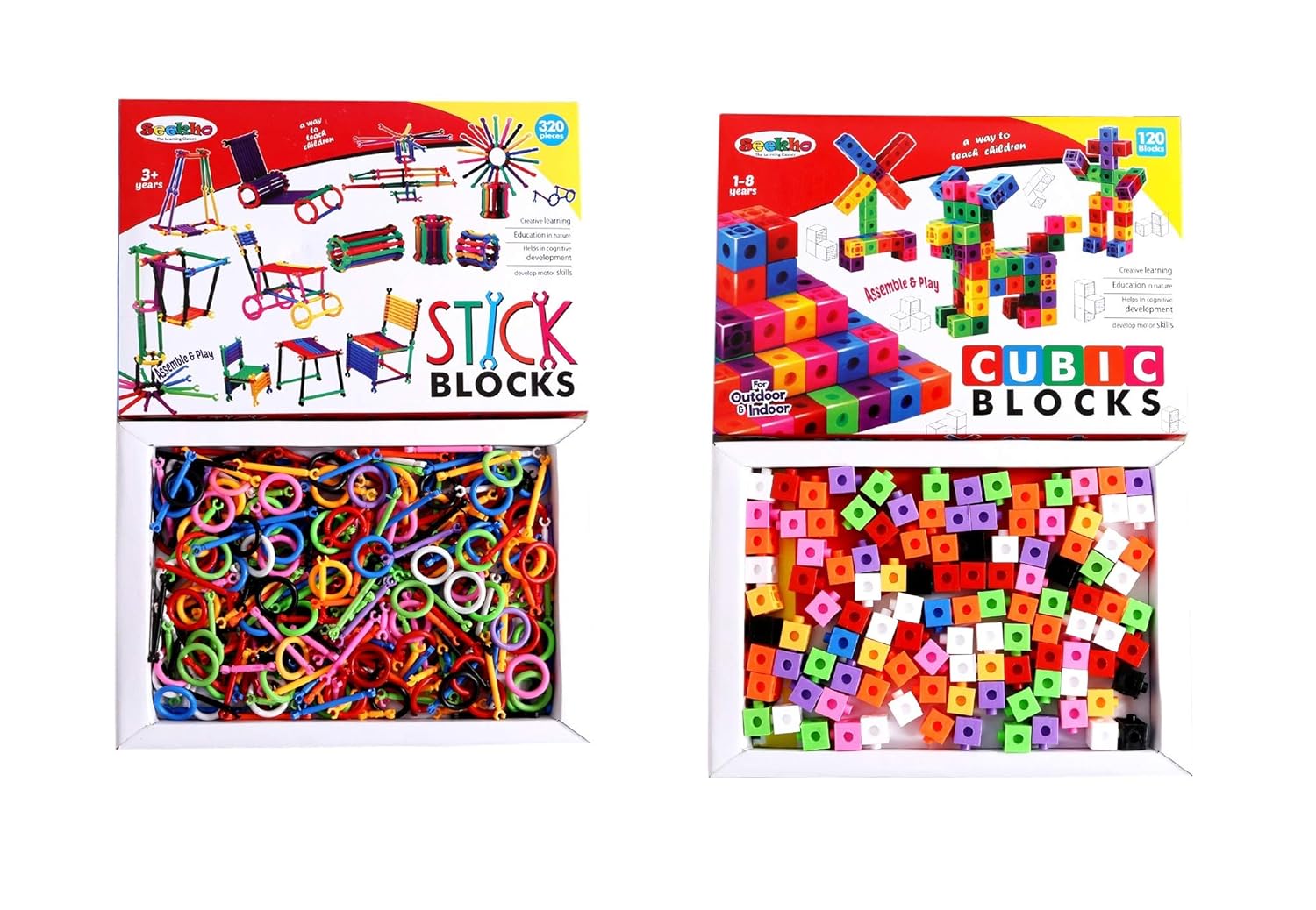 Buy Seekho Stem Stick Blocks, Stem Cubic Blocks, Interlocking, Creative ...