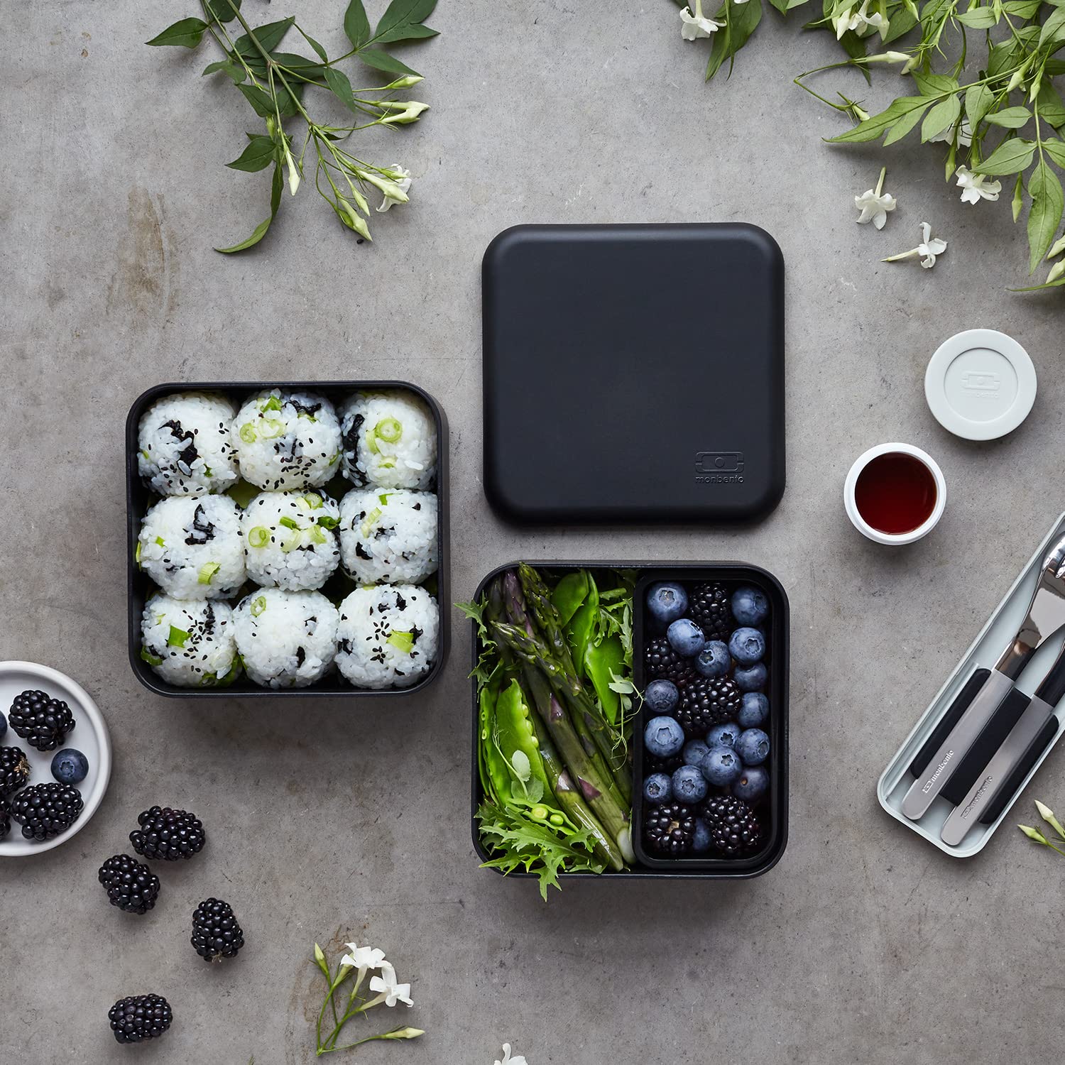 Buy MONBENTO - Large Bento Box MB Square Onyx with Compartments Made in ...