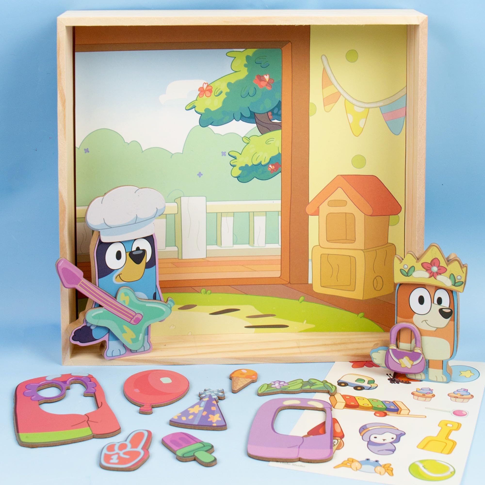Snapklik.com : Bluey Magnetic 18 Piece Wooden Dolls House Playset