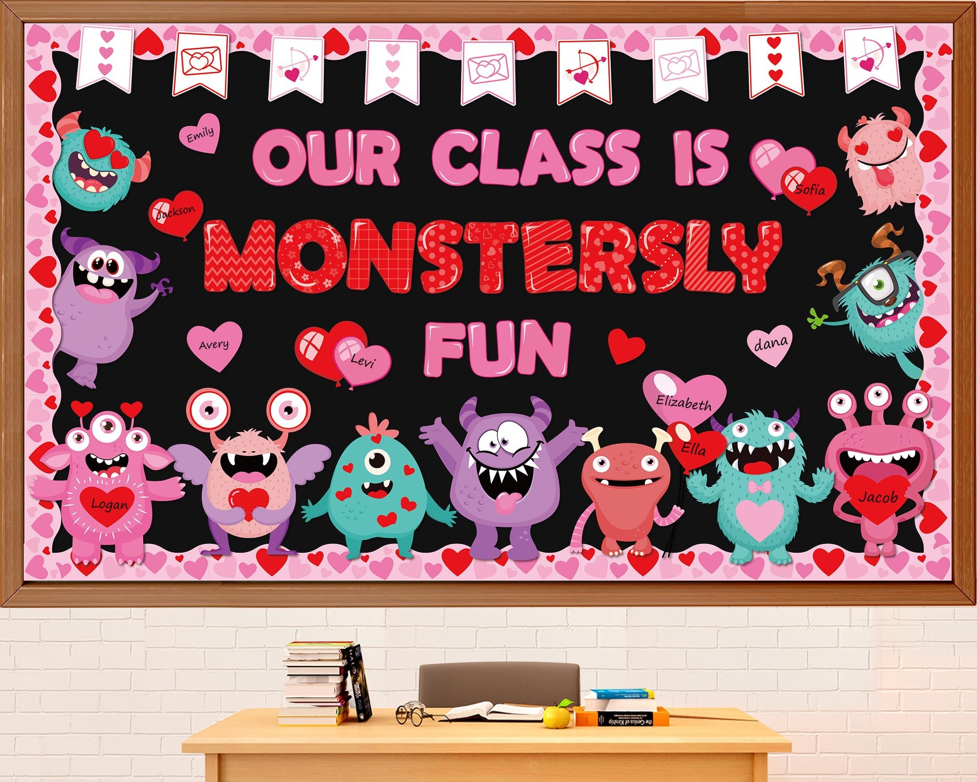Amazon.com : gisgfim Valentine's Day Monster Bulletin Board Set ...