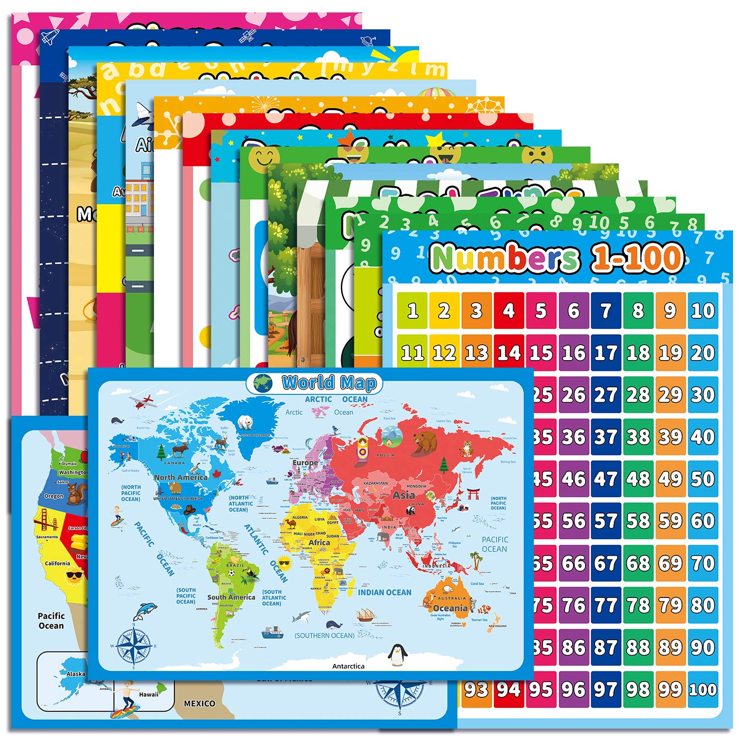 Buy 16 Educational s & Classroom Decorations - Learning Charts for ...