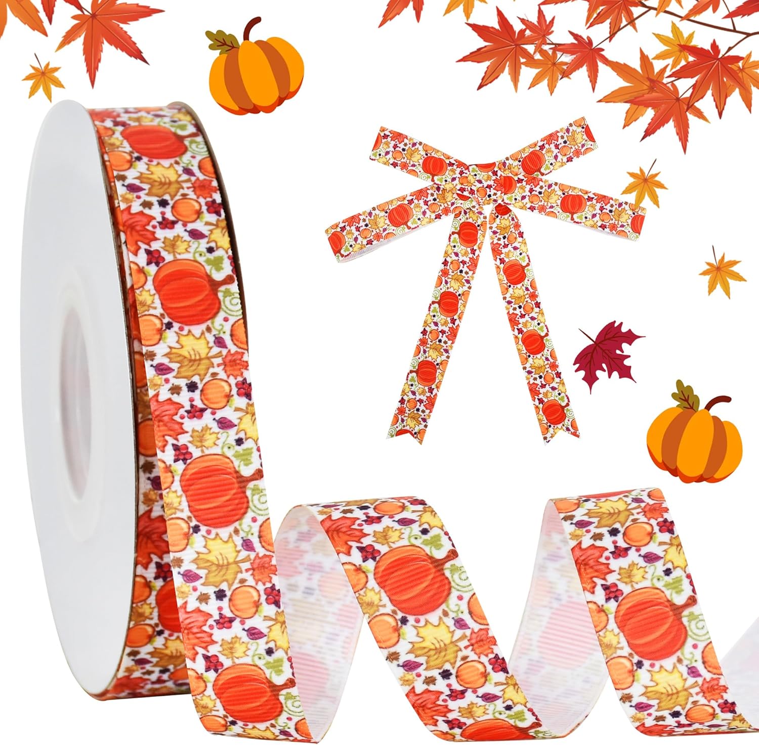 Amazon.com: RIBBOOO Thanksgiving Day Fall Grosgrain Ribbon, 7/8 Inch 25 ...