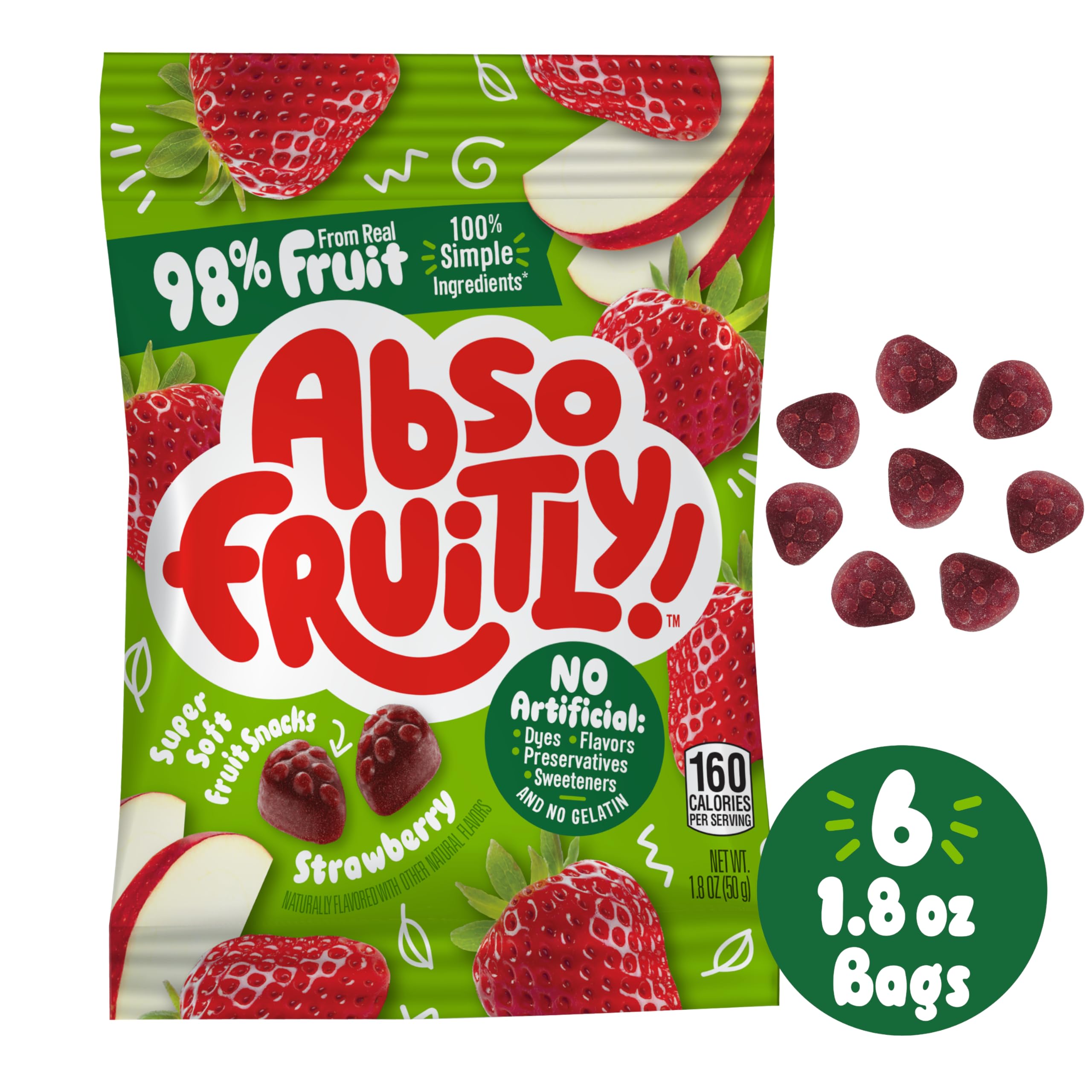 Snapklik.com : Absofruitly 98% Real Fruit Snacks, Deliciously Sweet, Soft, & Chewy - Plant Based ...
