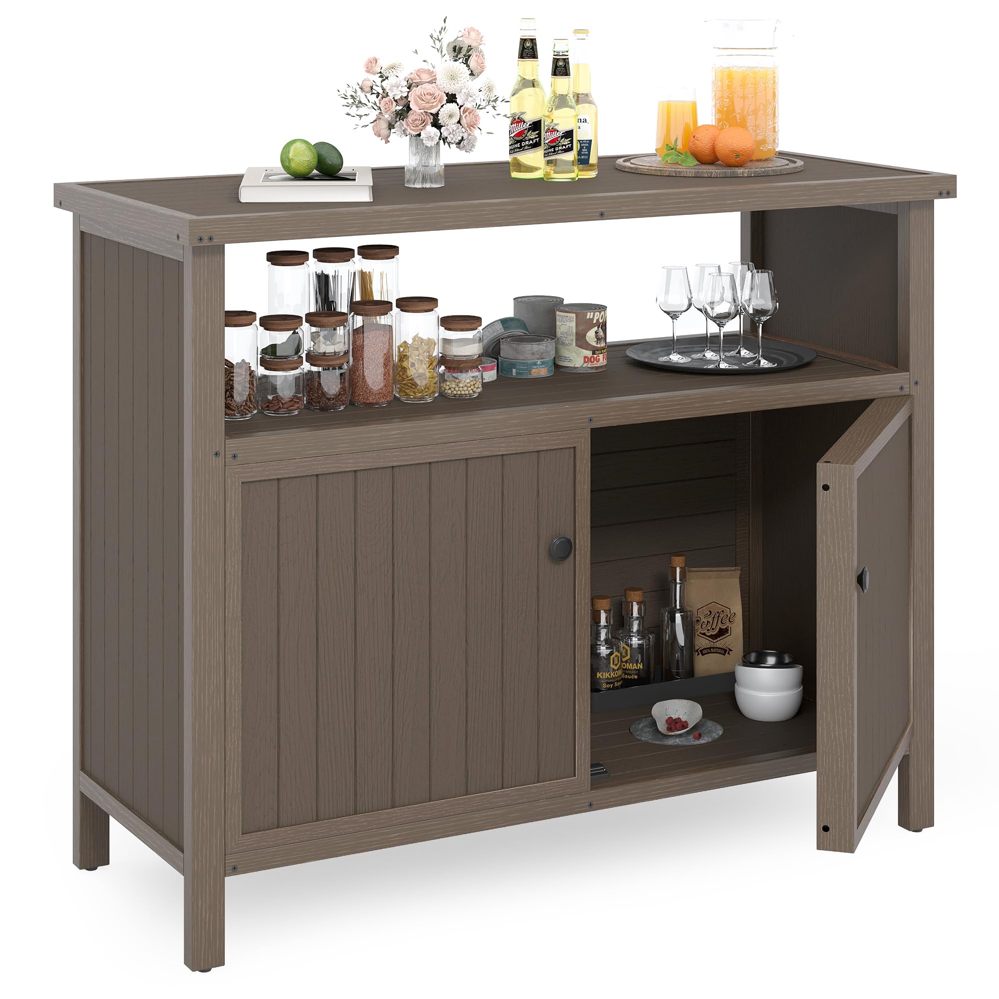 Amazon.com: UDPATIO Outdoor Sideboard, Patio Bar Table with Storage and ...