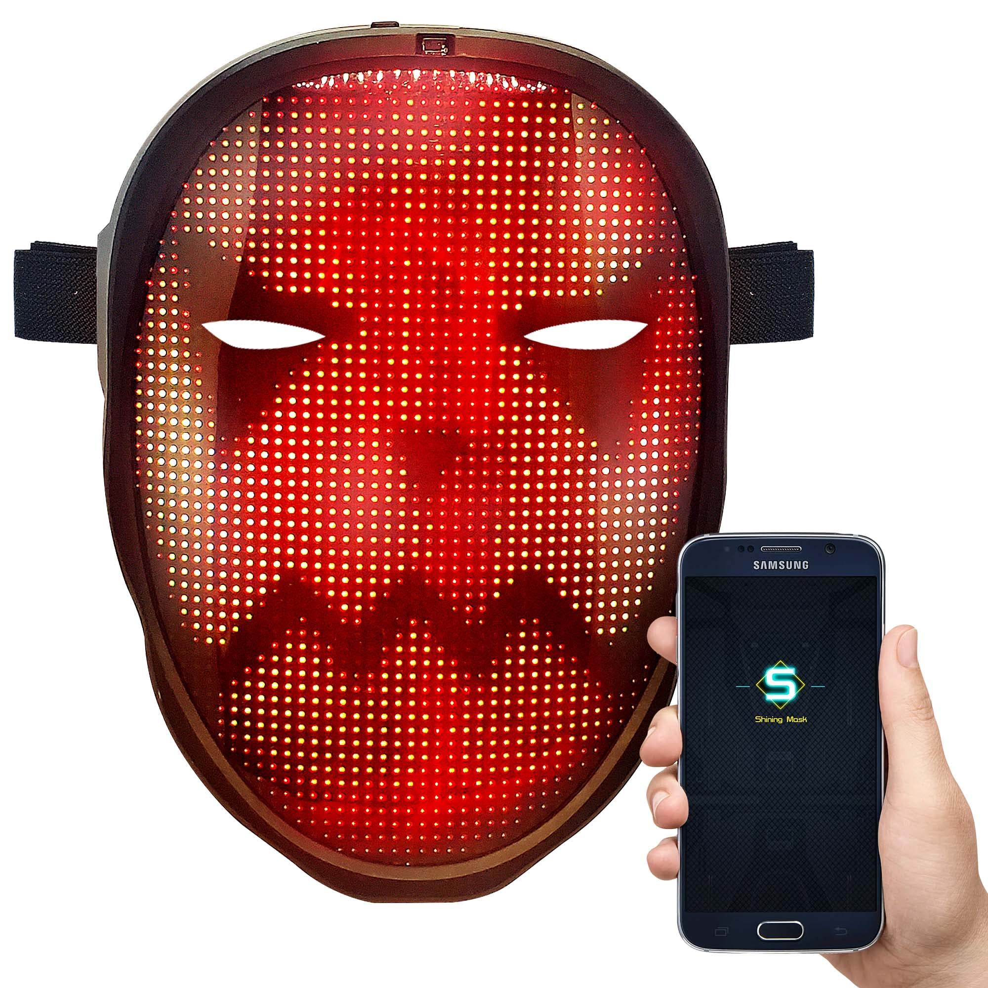 Hachiko Goods Full Face Scary Led Mask Bluetooth Enabled Halloween ...