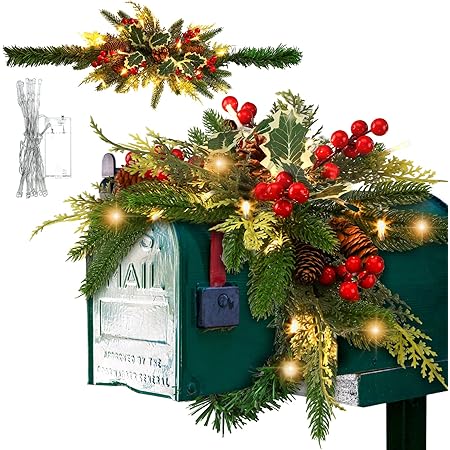 Amazon.com: Outdoor Holiday Mailbox Swag with Bow CR1022 Decorations ...