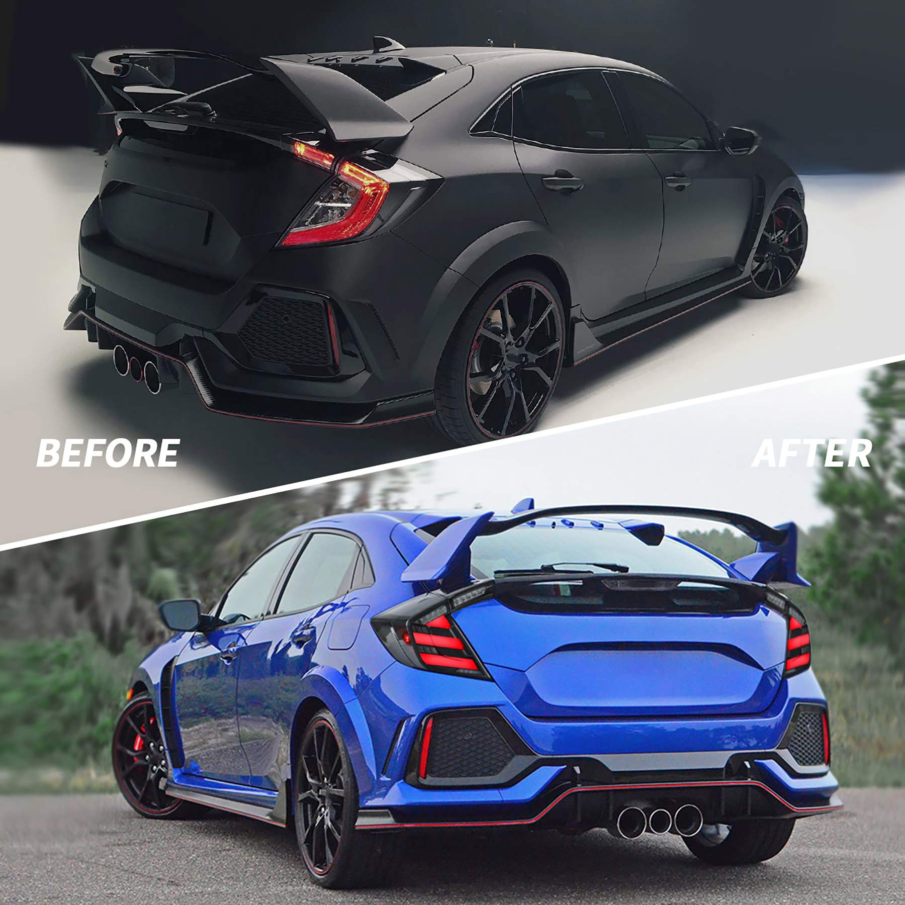 VLAND LED Tail Lights for 10th Gen Honda Civic Hatchback/Type R 2017 ...