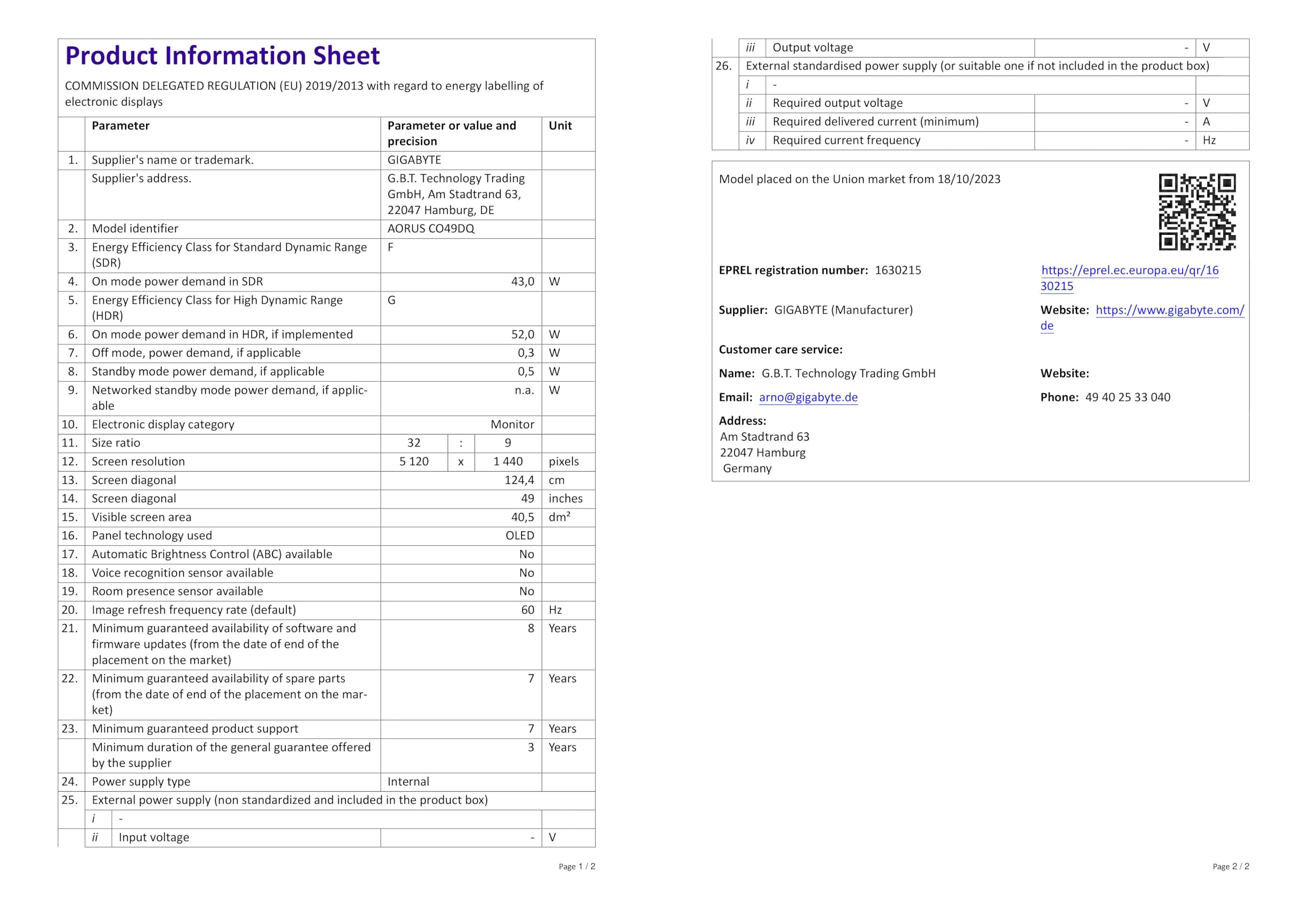 Acer 49" Predator X49X DQHD 240Hz QD-OLED Freesync Curved Gaming ...