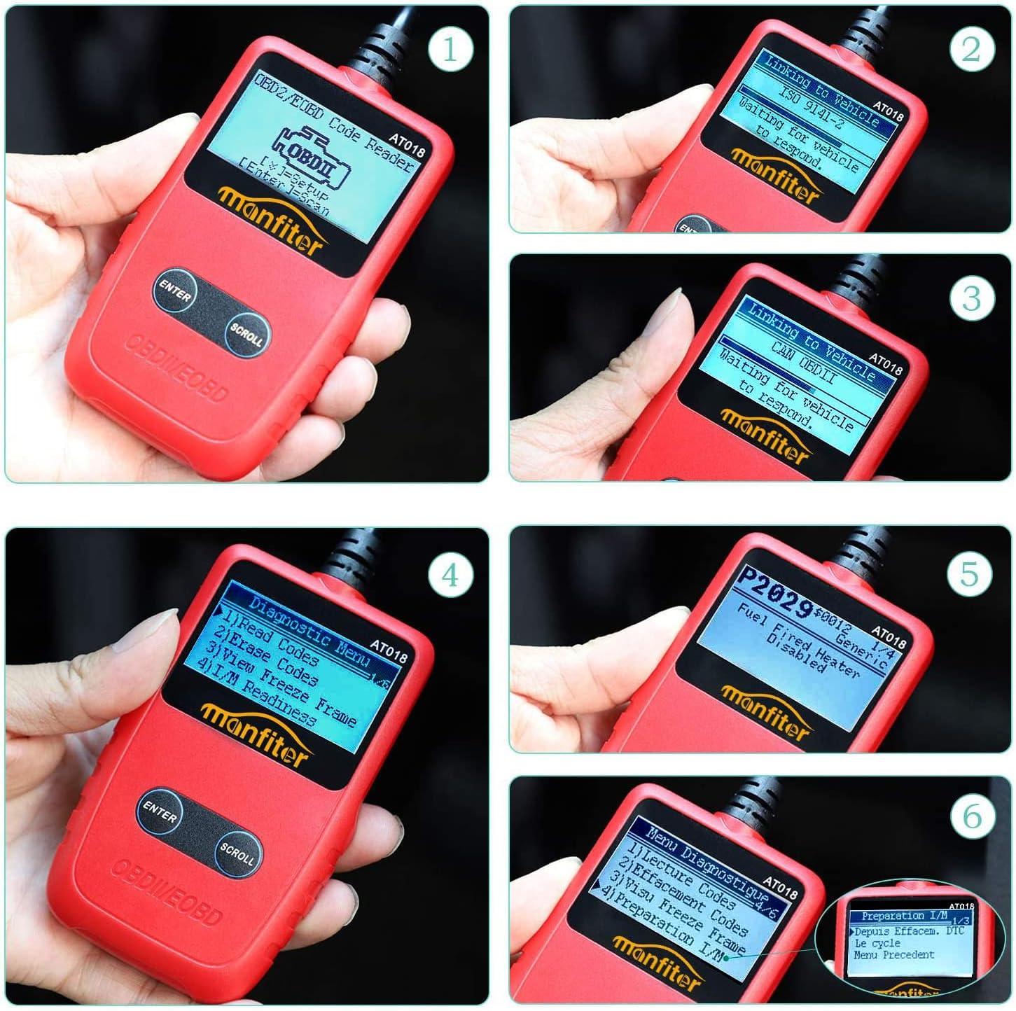 Buy Manfiter OBD2 Scanner Car Code Reader Turn Off Check Engine Light ...