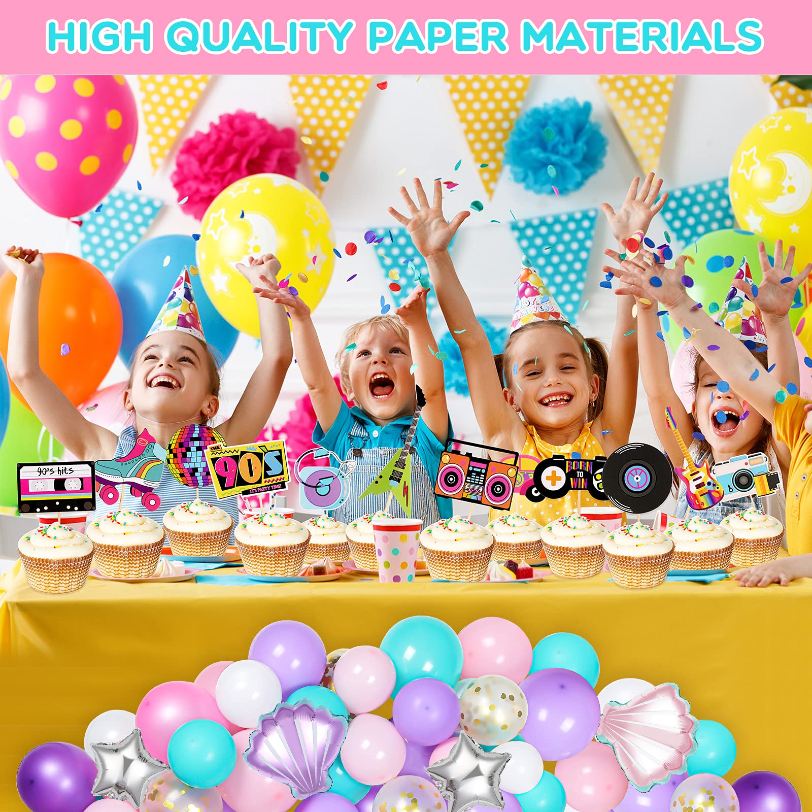 Snapklik.com : 48 Pieces 90s Cupcake Topper 90s Theme Party Decorations ...