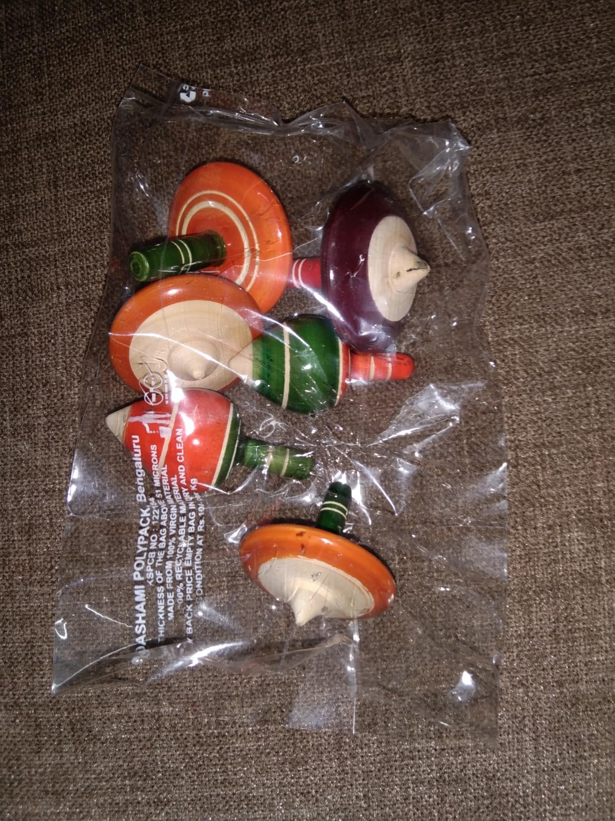 Buy WudCraft Wooden Spinning Tops (Combo 6), Buguri, Lattu, Non Toxic ...