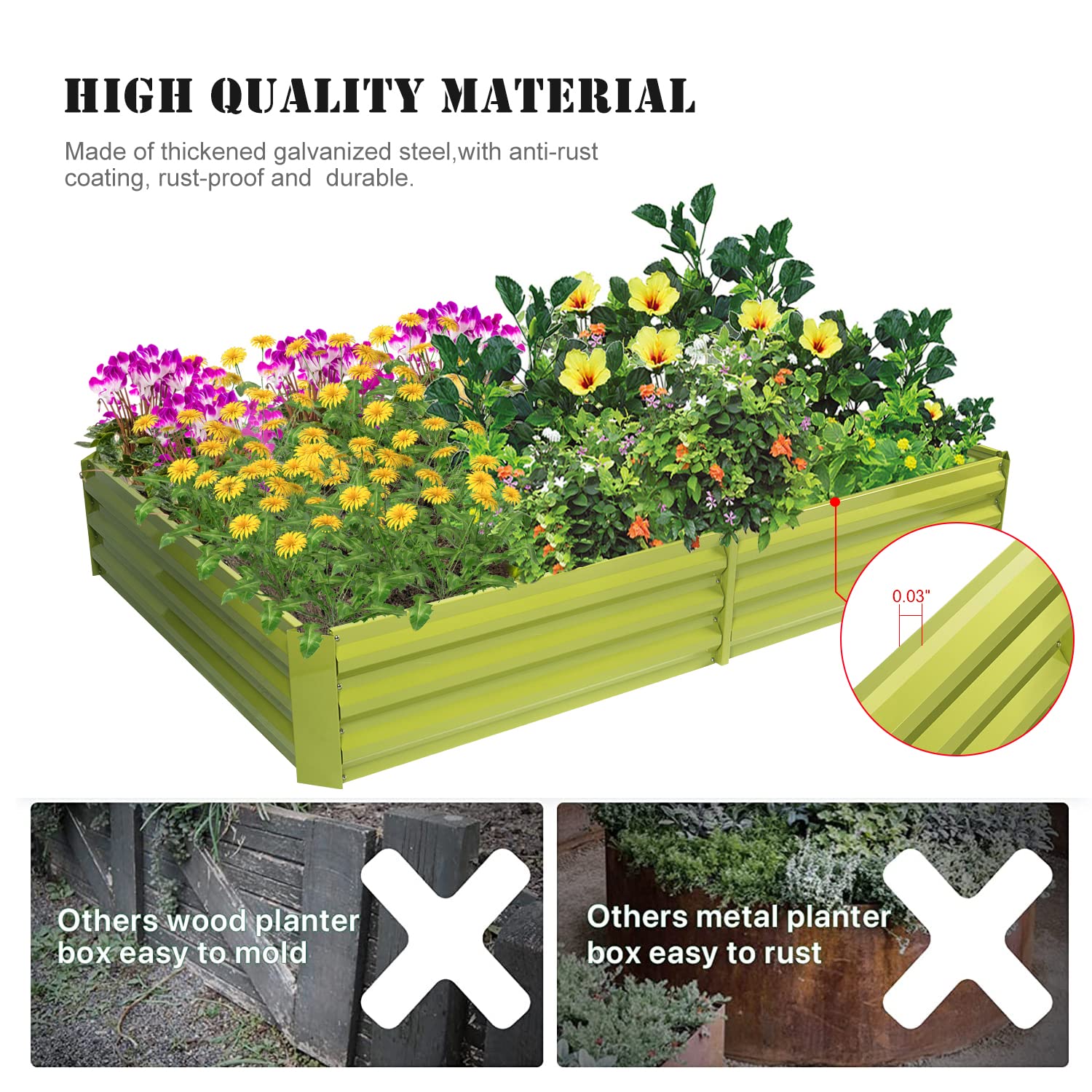 Snapklik.com : DCP Raised Garden Bed 4x8ft Metal Garden Bed Kit ...