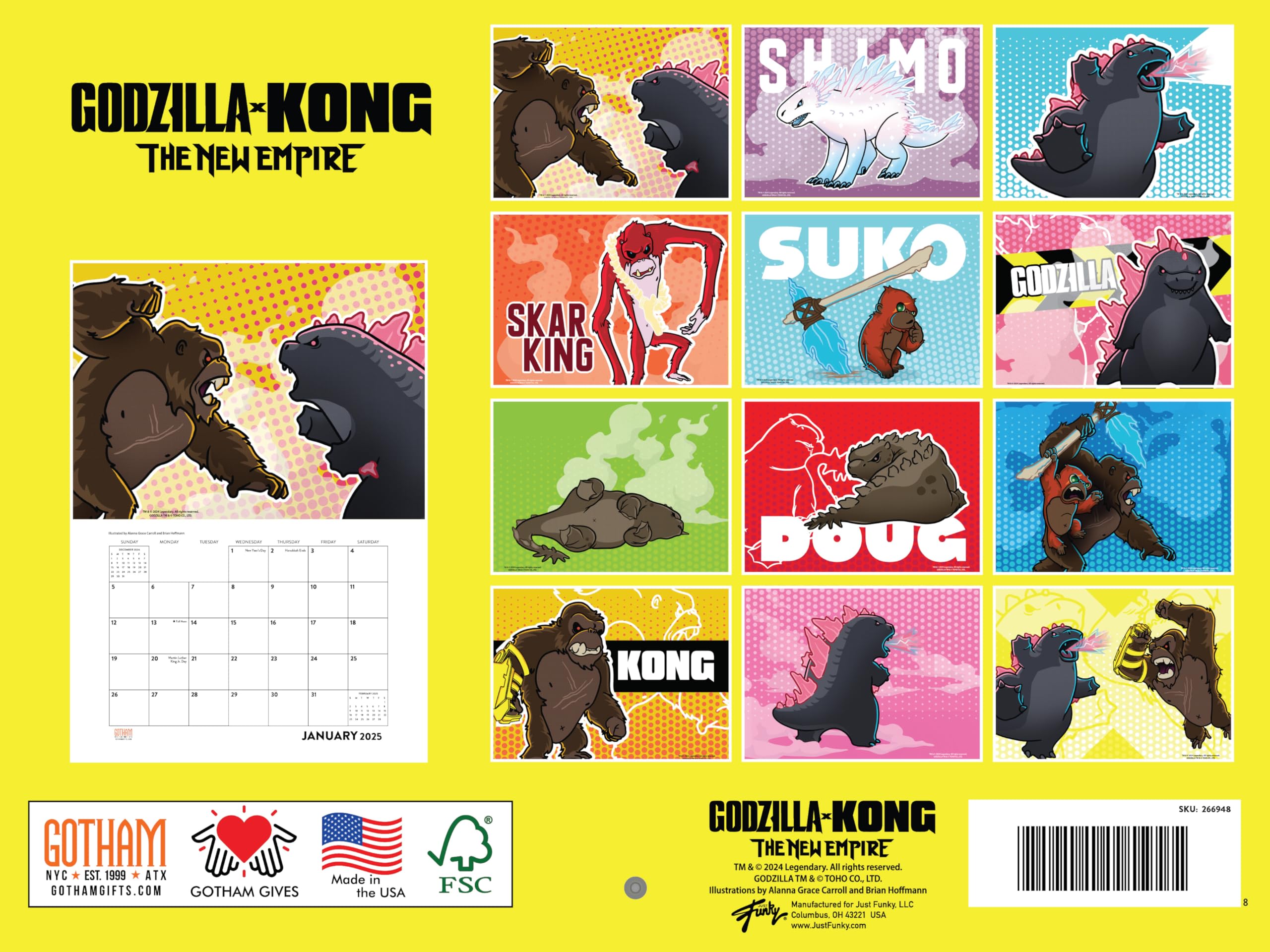Snapklik.com : Godzilla X Kong Calendar 2025 The New Empire Movie Chibi ...
