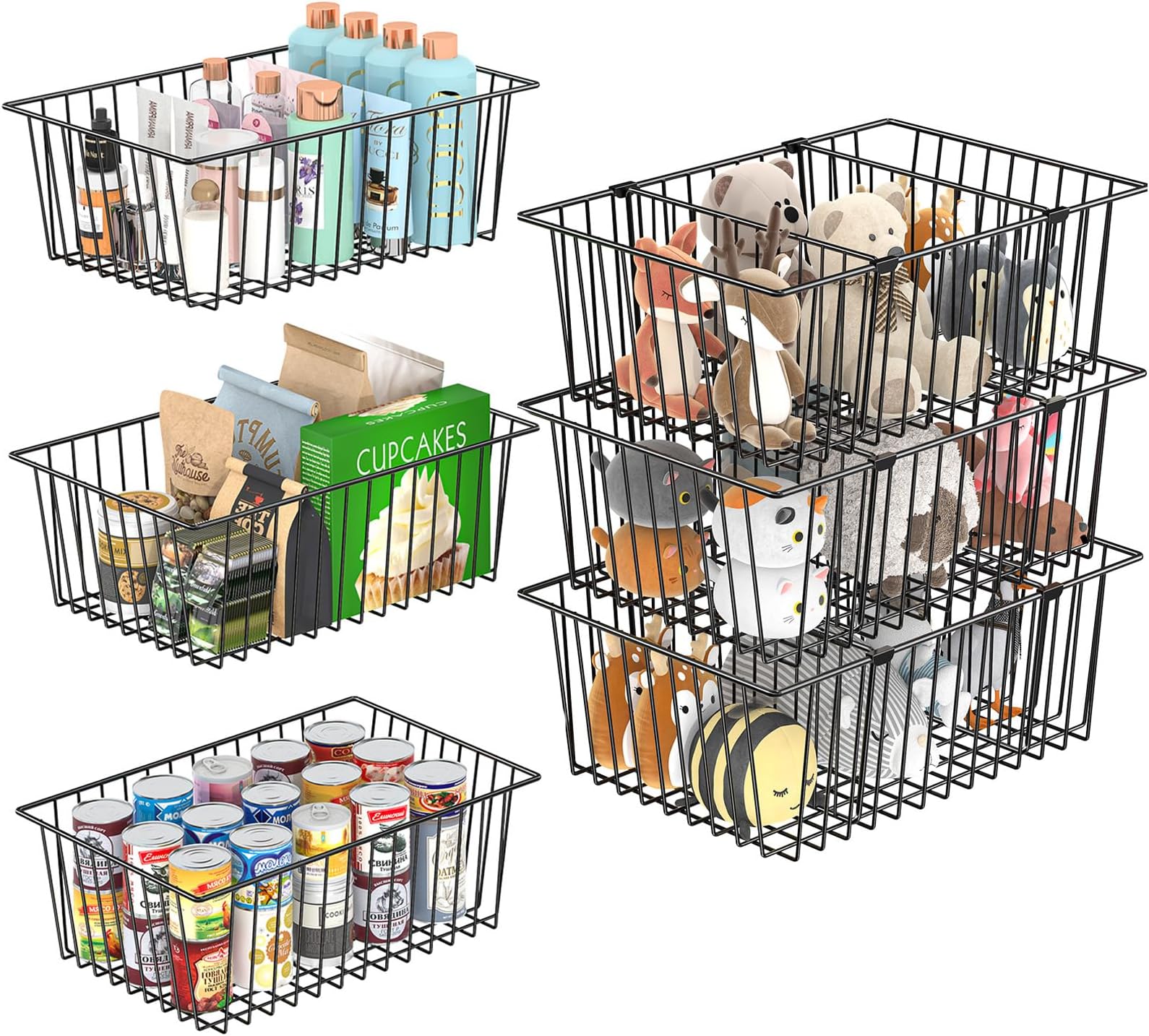 Amazon.com: 8 Set, Extra Large Wire Baskets for Organizing with Lables ...