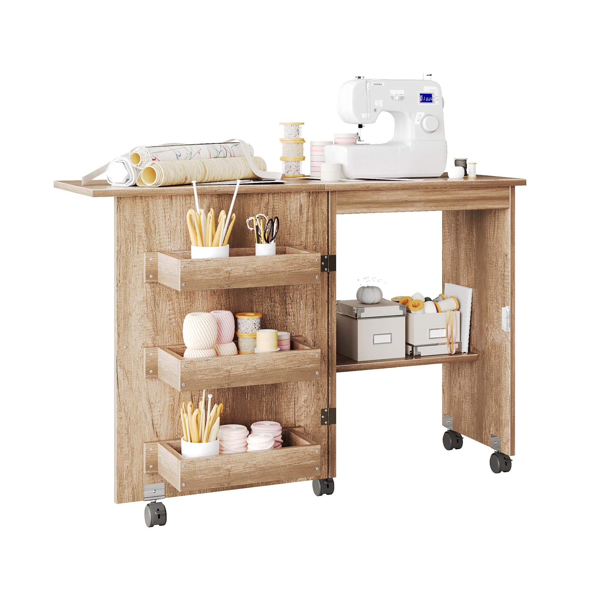 Crafting Desk Flrrtenv Folding Sewing Table Ultipurpose Craft Station ...