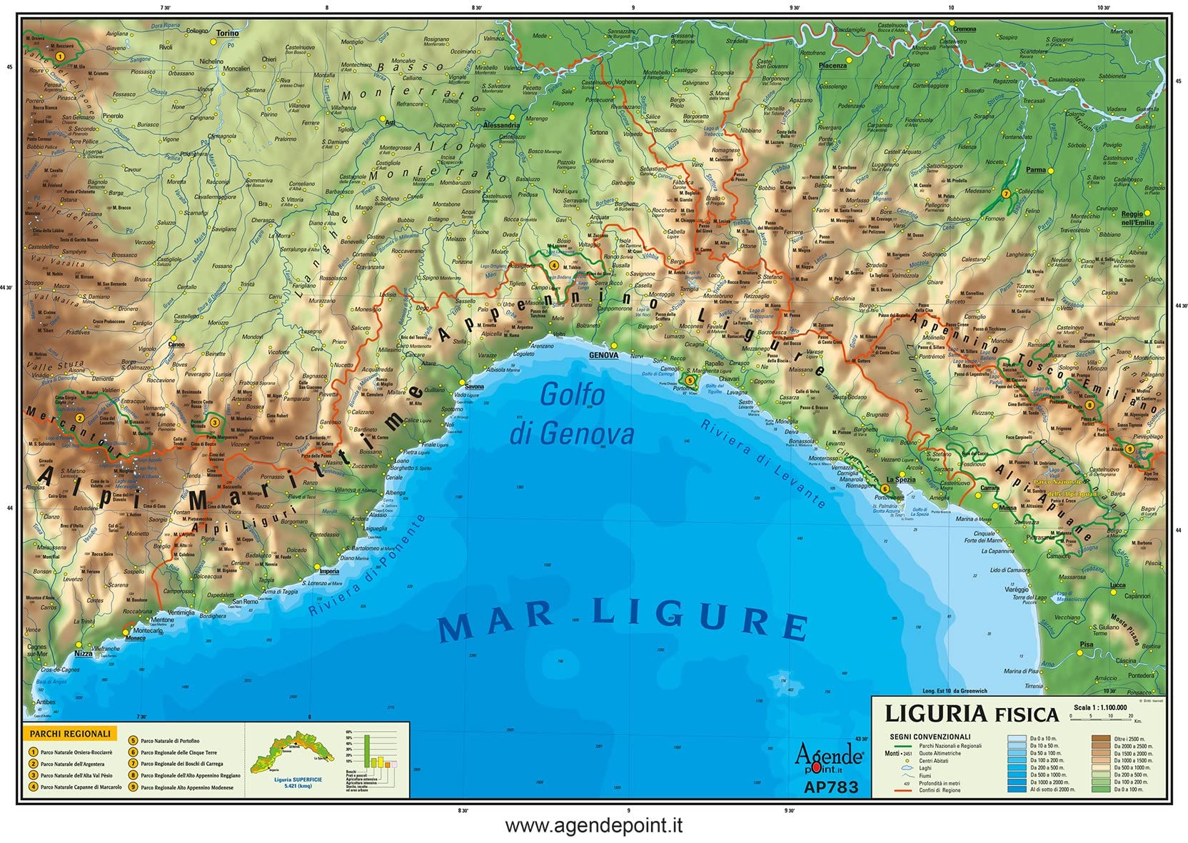 Mapa Fisico De Liguria Para Imprimir Descarga Vector De Ilustración