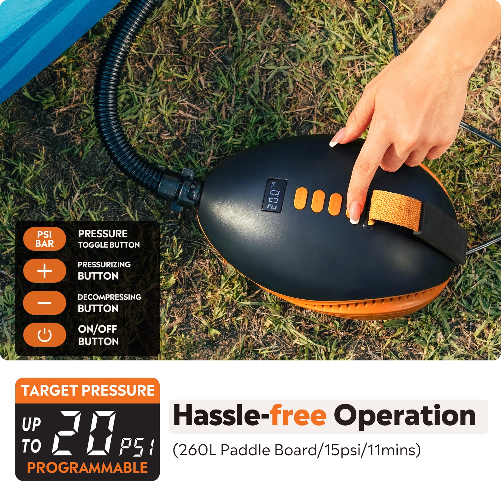 Snapklik.com : OutdoorMaster 20PSI High Pressure Paddle Board Pump ...