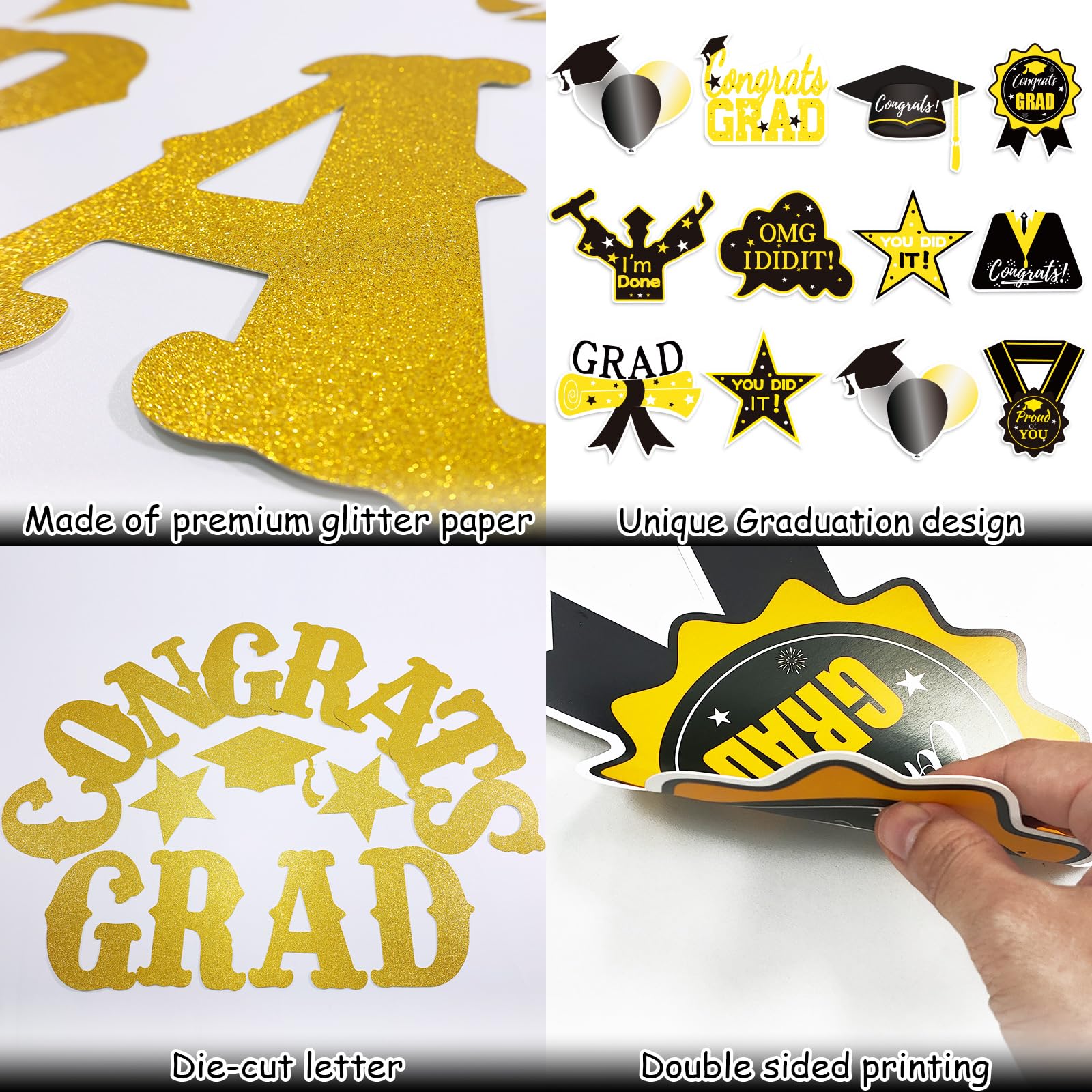 Snapklik.com : 34PCS Congrats Grad Banner, 12Pcs Hanging Swirls ...