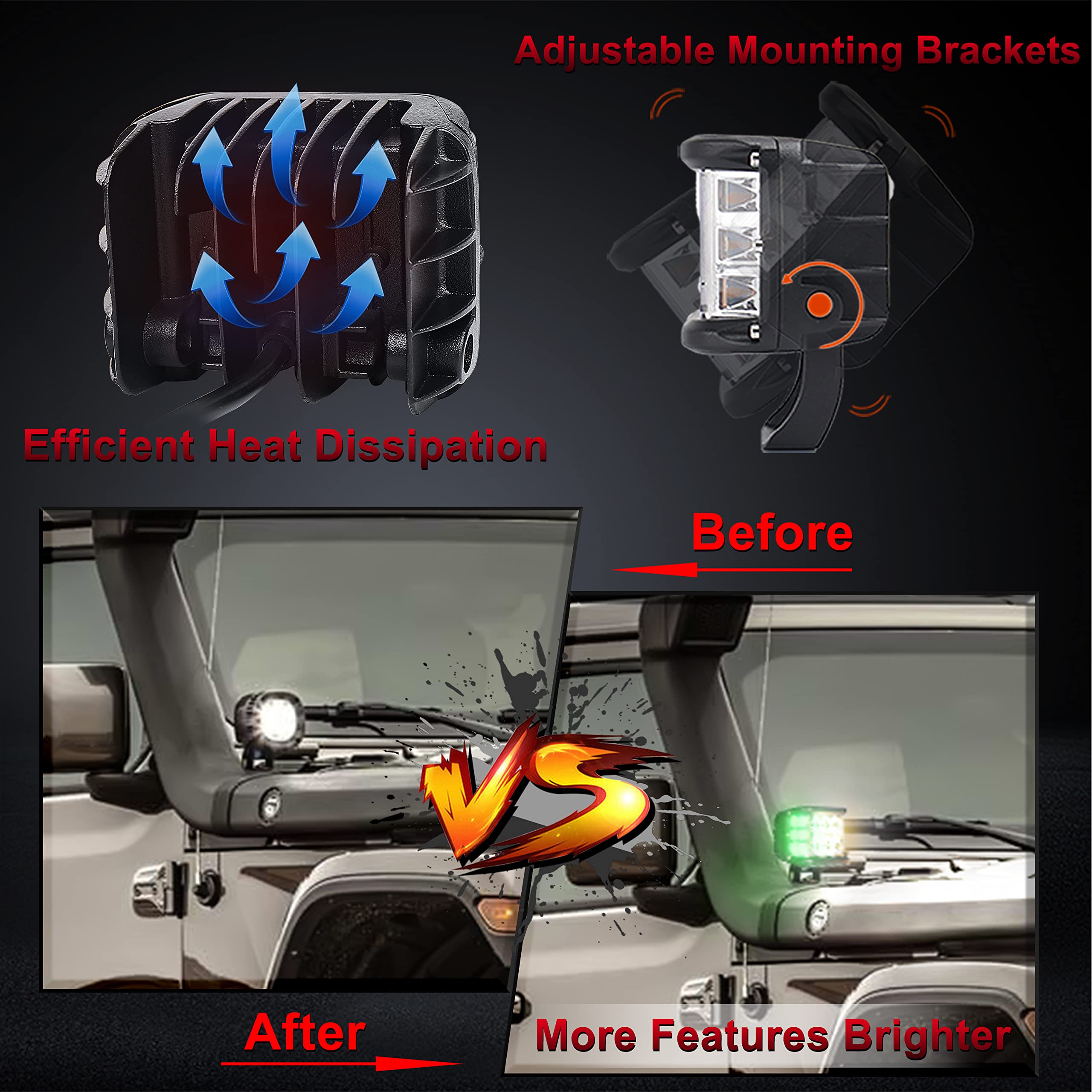 Snapklik.com : HOYUZA LED Pod Lights, 4inch Side Shooter LED Pods