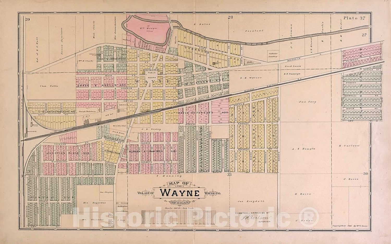 Amazon.com: Historic 1893 Wall Map - Detailed Official Atlas of Wayne ...