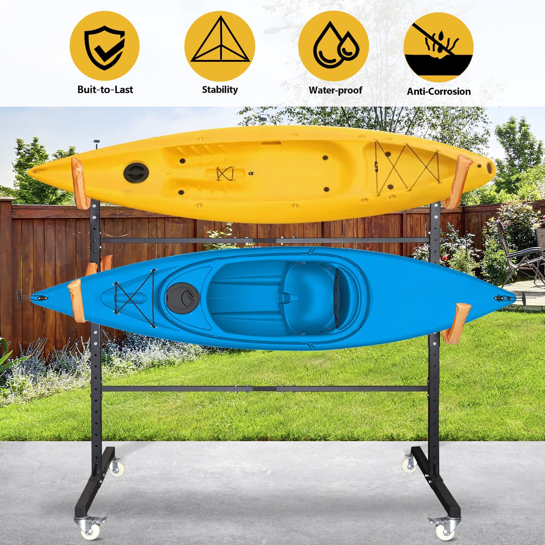 Snapklik.com : Freestanding Kayak Storage Rack, Kayak Racks For Outdoor ...