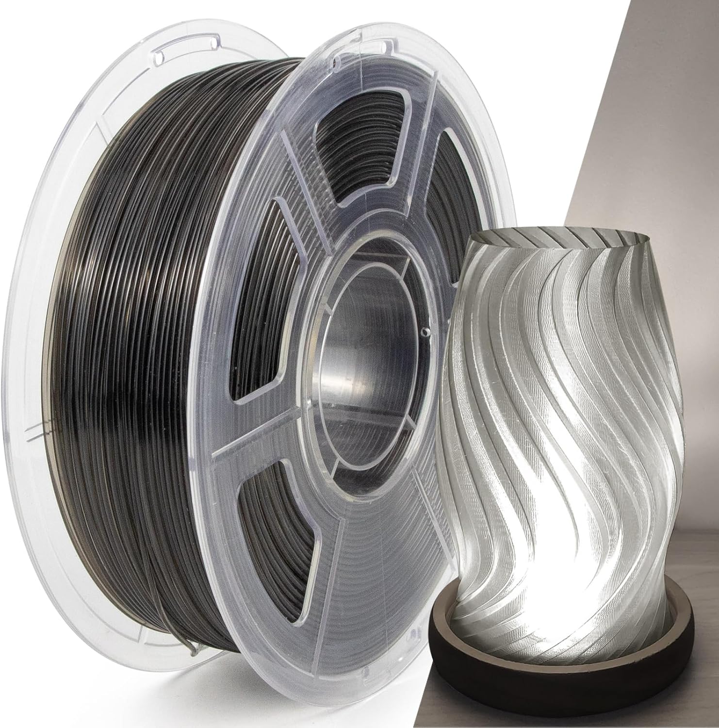 IEMAI Filamento PETG transparente de 1,75 mm, filamento gris humo de alta transmitancia de luz ...