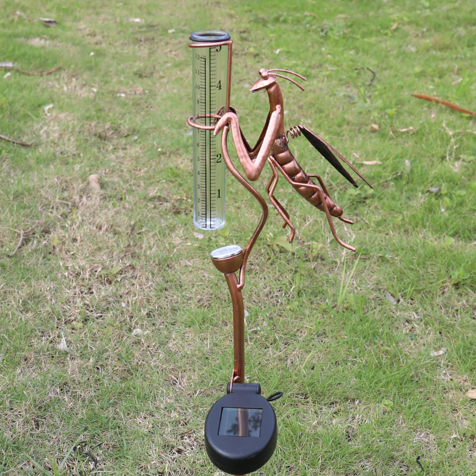 Amazon.com : claities Outdoor Rain Gauge with Lights, Metal Mantis Rain ...