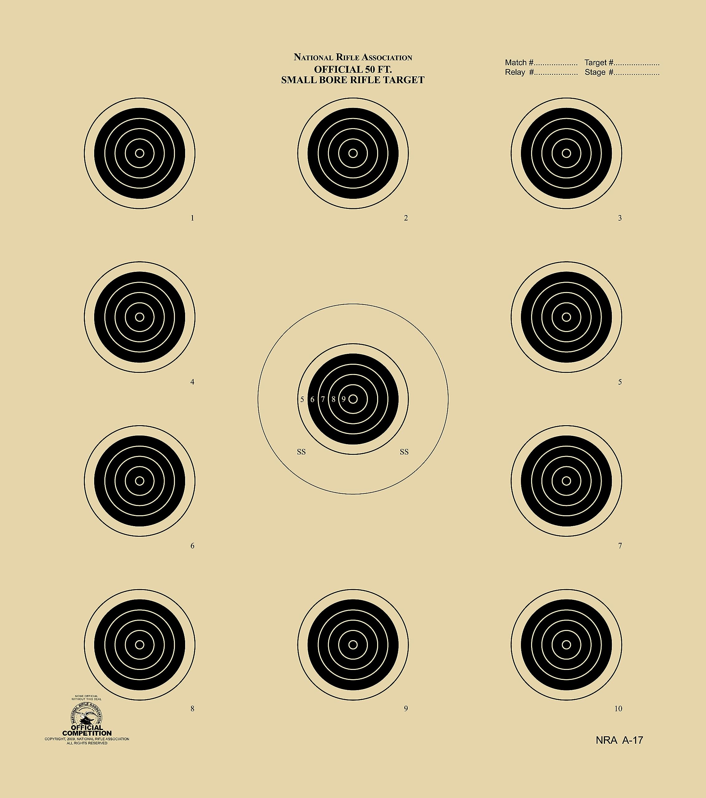 Snapklik.com : Official NRA, A-17 Shooting Target, 50 Foot Small Bore ...