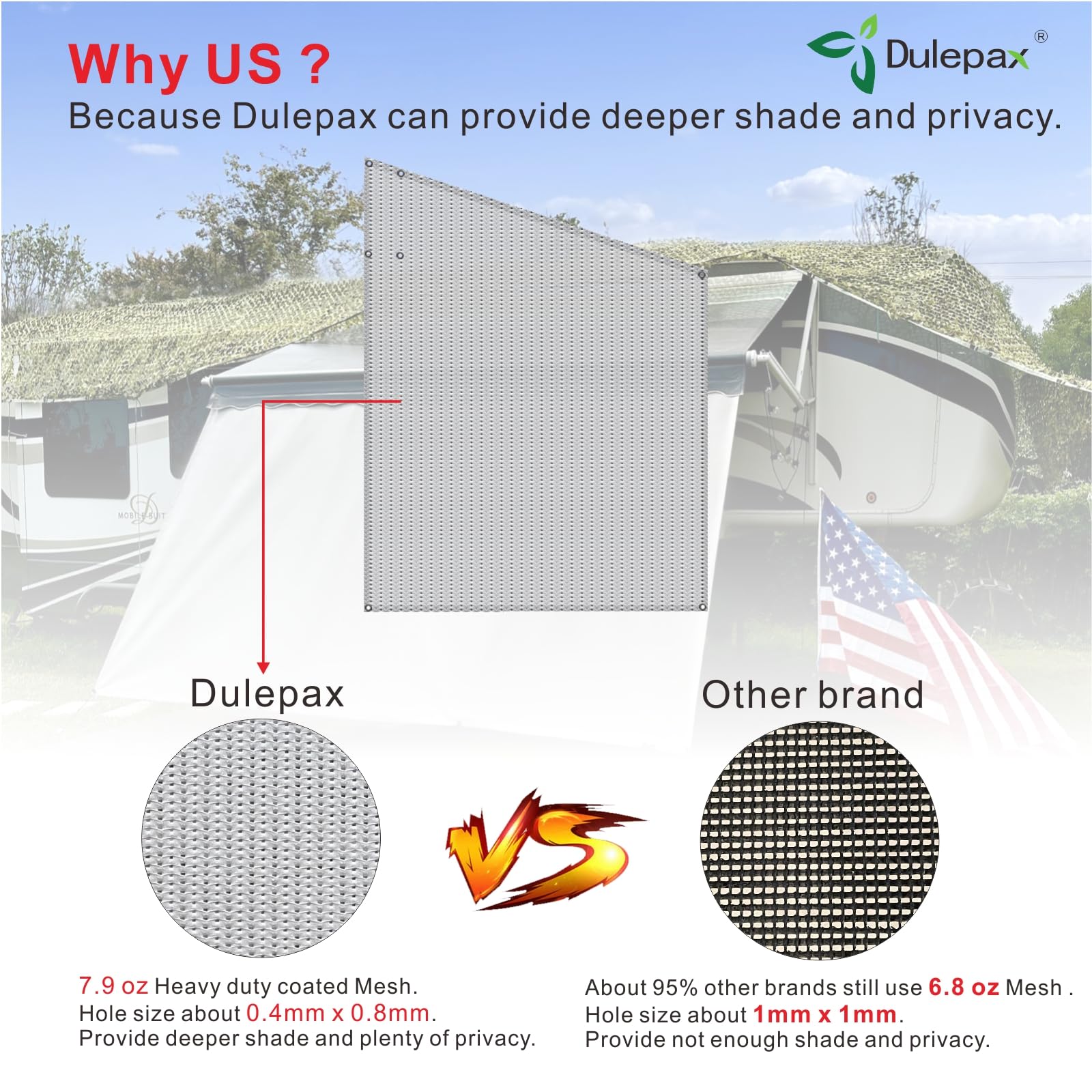 Snapklik.com : Dulepax RV Awning Side Shade 89X7 Beige Mesh Screen For ...