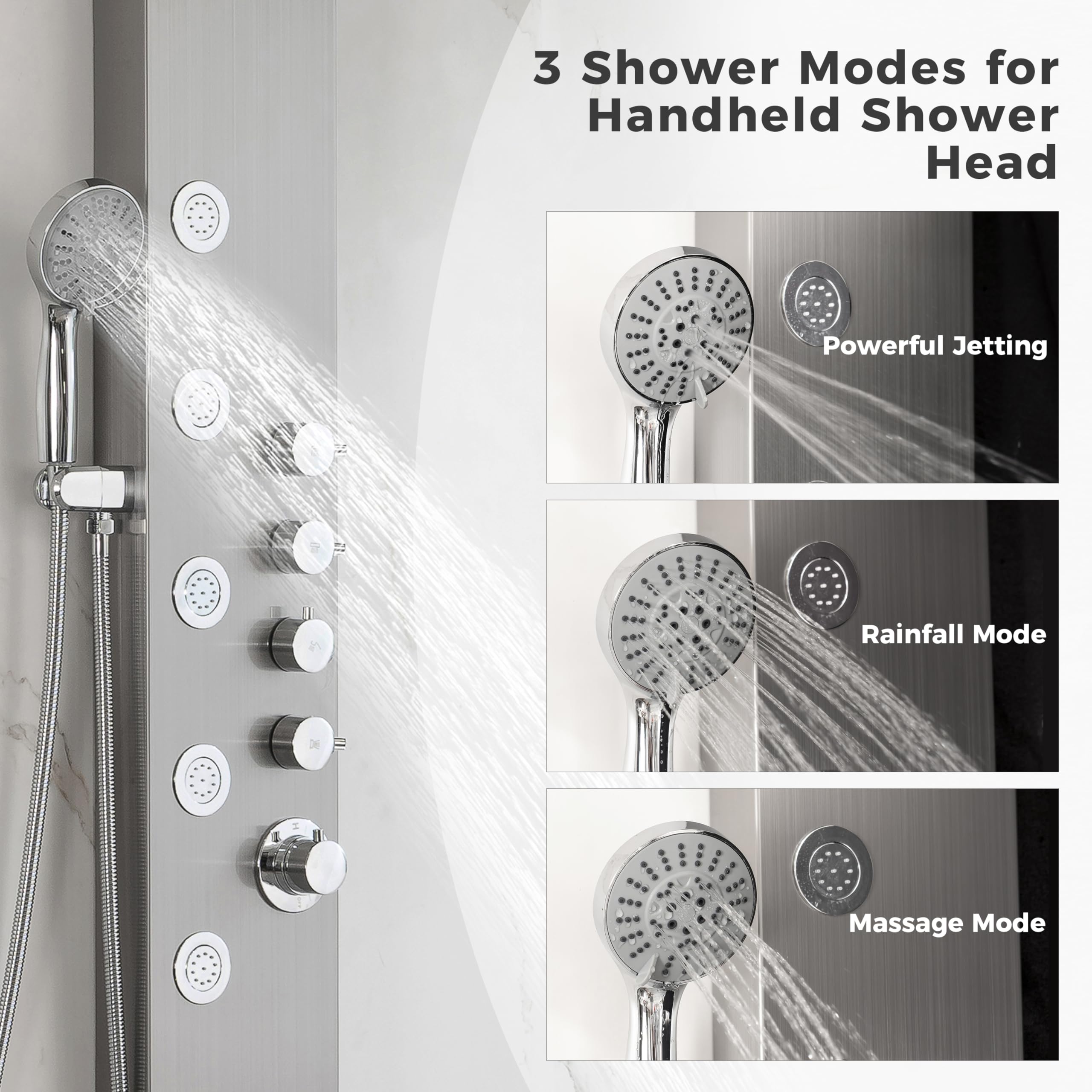 Snapklik.com : DELAVIN Shower Panel Stainless Steel Shower Tower Panel ...