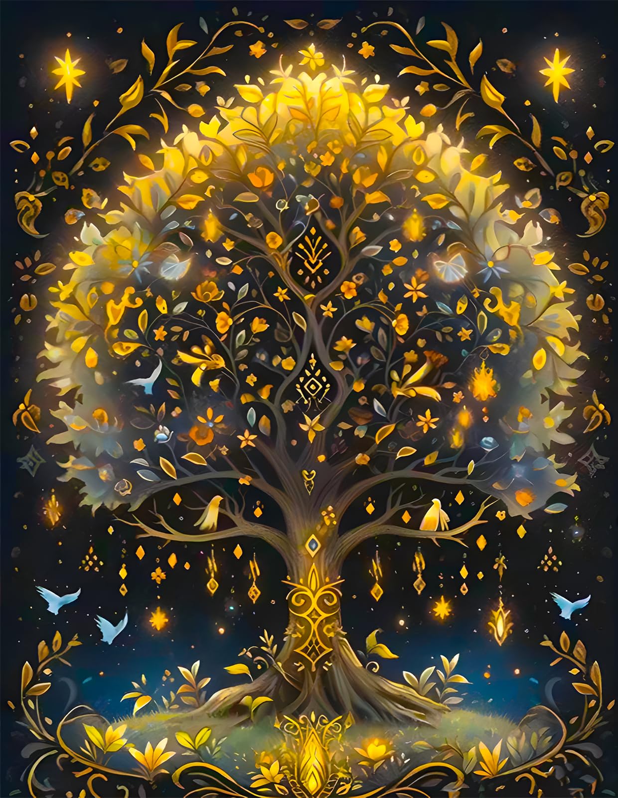 Amazon.com: CLAKINLA Yellow Tree of Life Diamond Art Painting Kits for ...