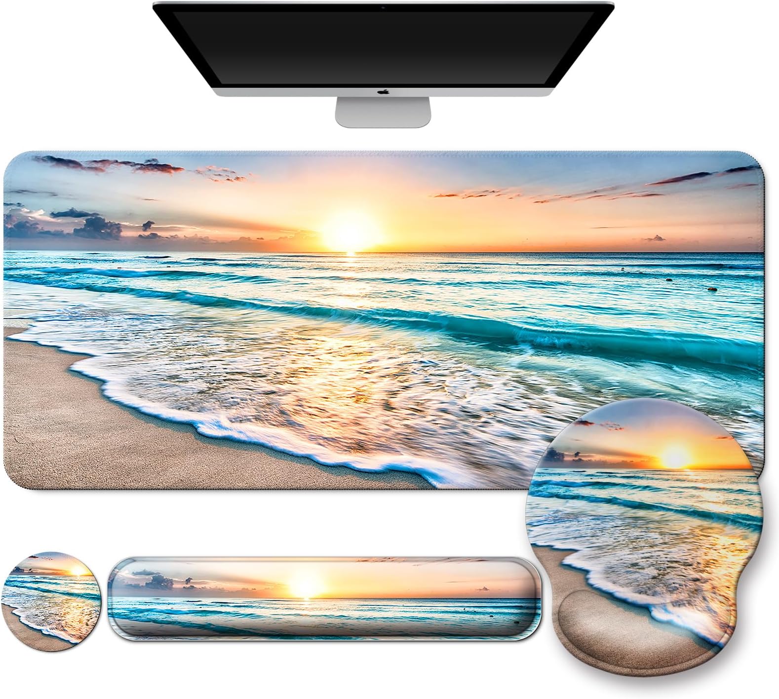 Amazon.com : Large Mouse Pad Set, Desktop Mouse Pad + Keyboard Wrist ...