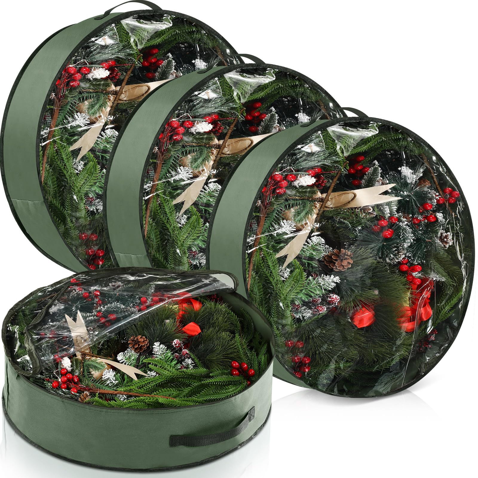 Amazon.com: Vincreem 4 Pack Wreath Storage Container, Christmas Wreath ...