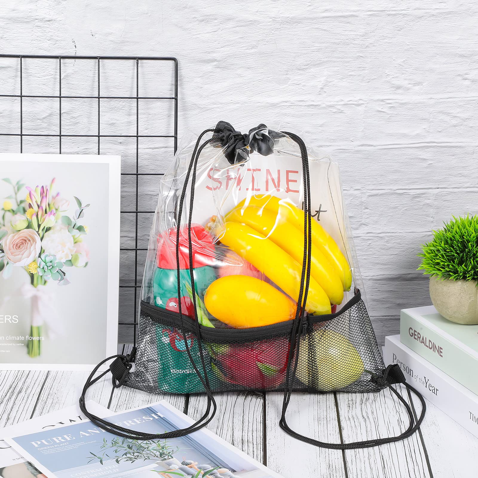 Snapklik.com : 20 Pack Clear Drawstring Bags Bulk, Clear Drawstring ...