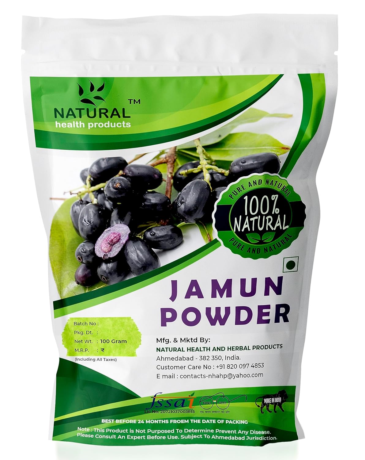 Buy Natural Health Products Organic Jamun Seed Powder for Diabetes ...