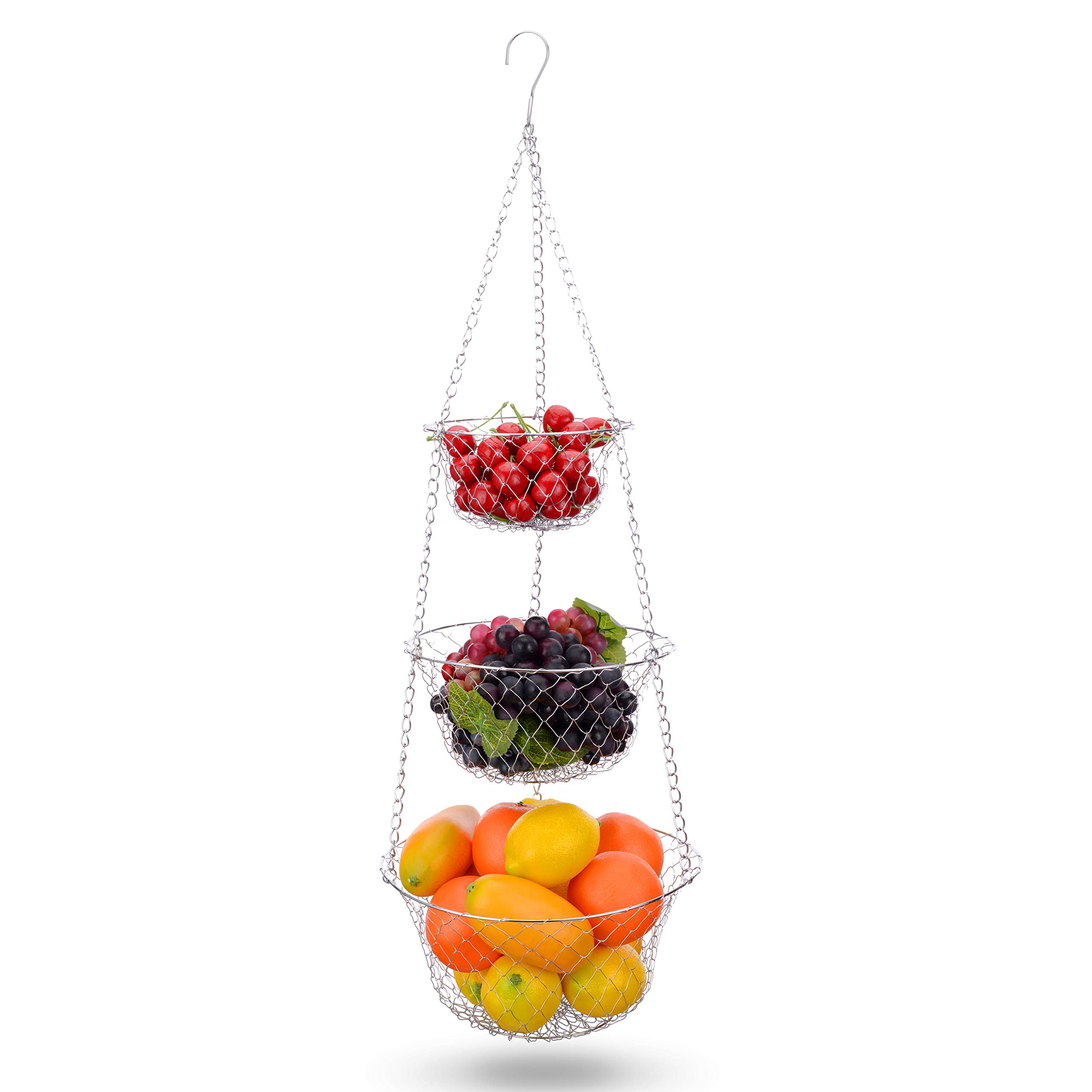 Amazon.com - IBERG 3-Tier Fruit Basket Hanging Baskets for Storage ...