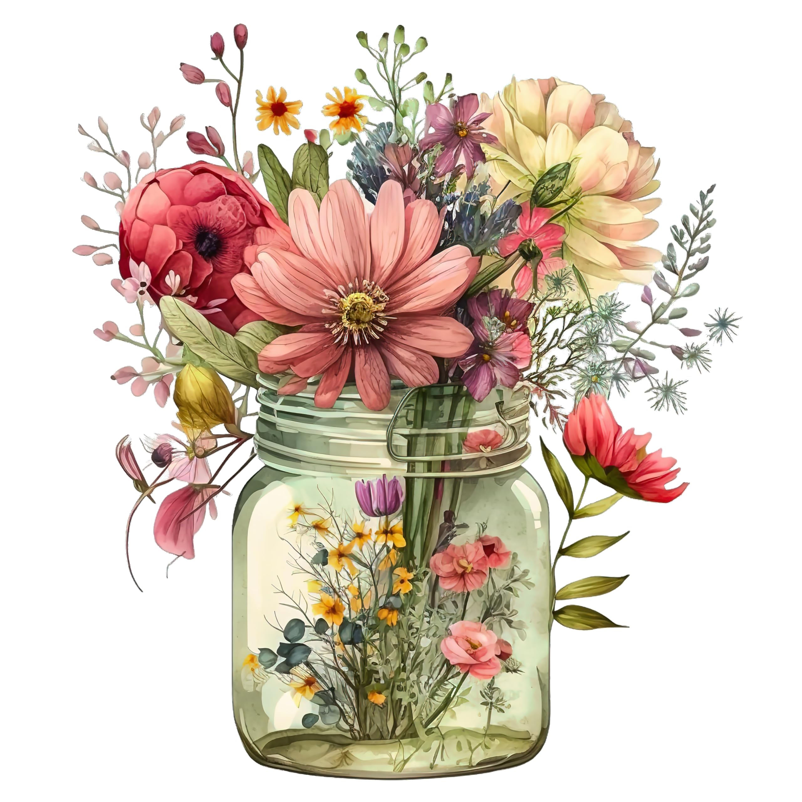 Amazon.com: Fabric Panel 8"x8" Flowers in Jar 100% Cotton Quilting ...