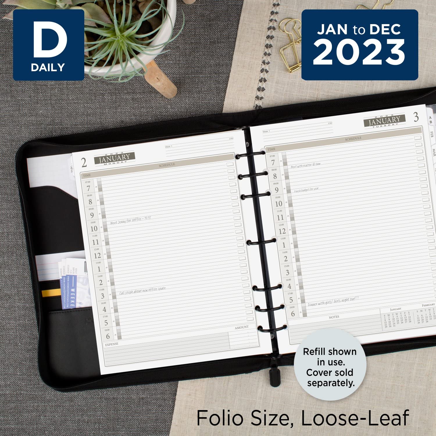 Snapklik.com : AT-A-GLANCE 2023 Daily Planner Refill, Hourly, 14010 Day ...