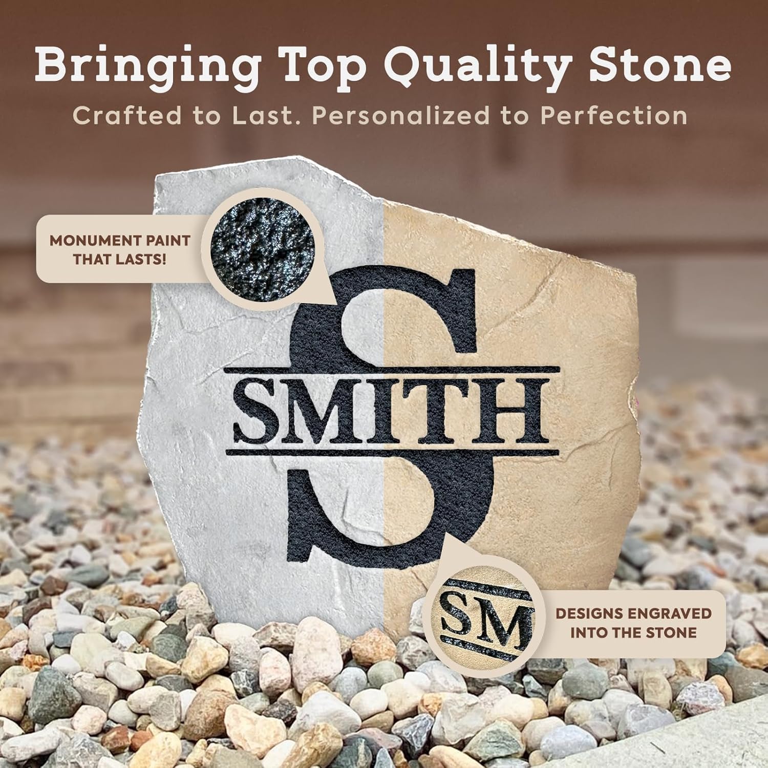 Personalized Fancy Monogram Name Landscaping Stone – Engraved Stone ...
