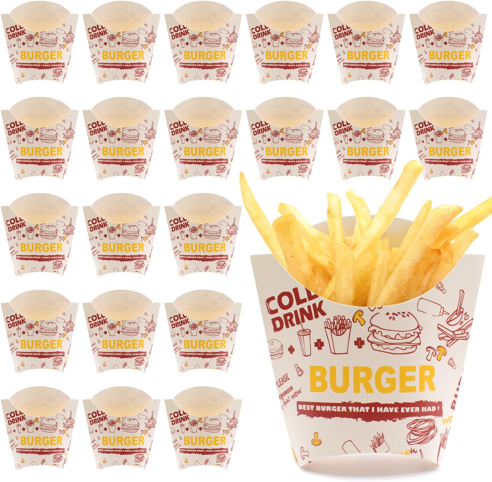 Amazon.com: 100PCS French Fry Box French Fries Holder Cardboard French ...