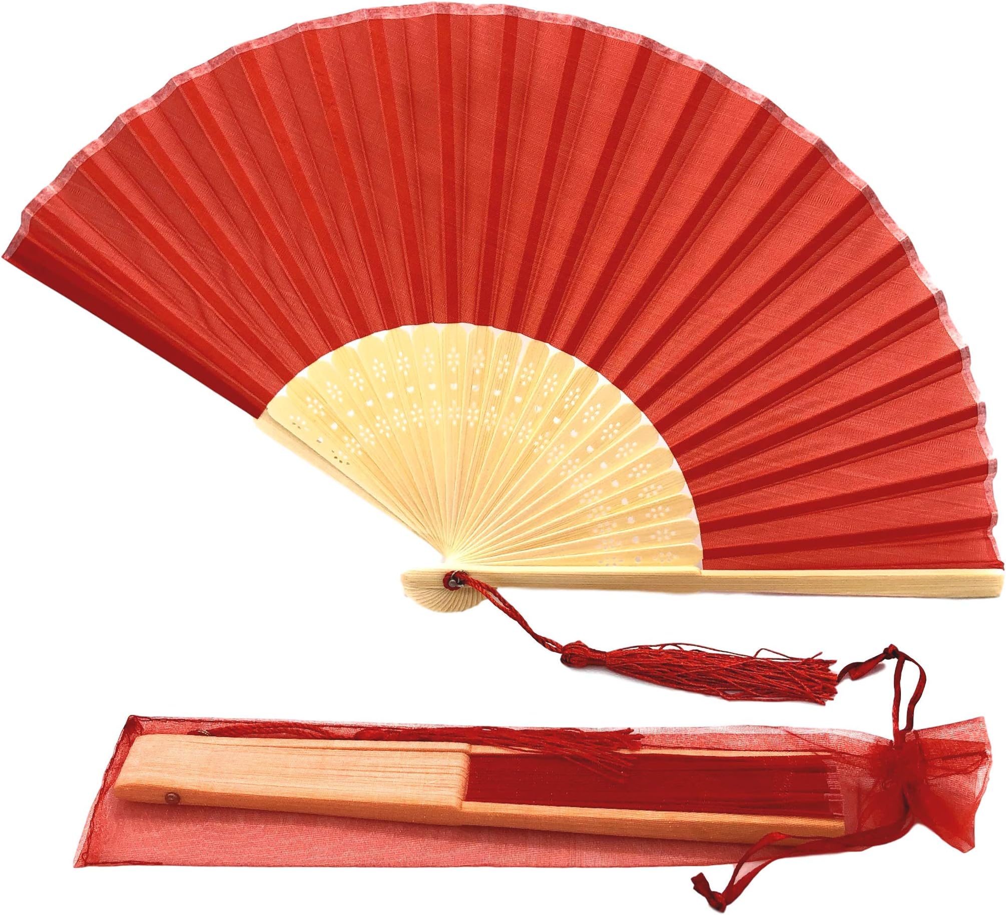 Amazon.com: FANSOF.FANS Fabric Handheld Folding Hand Fan With a Tassel ...