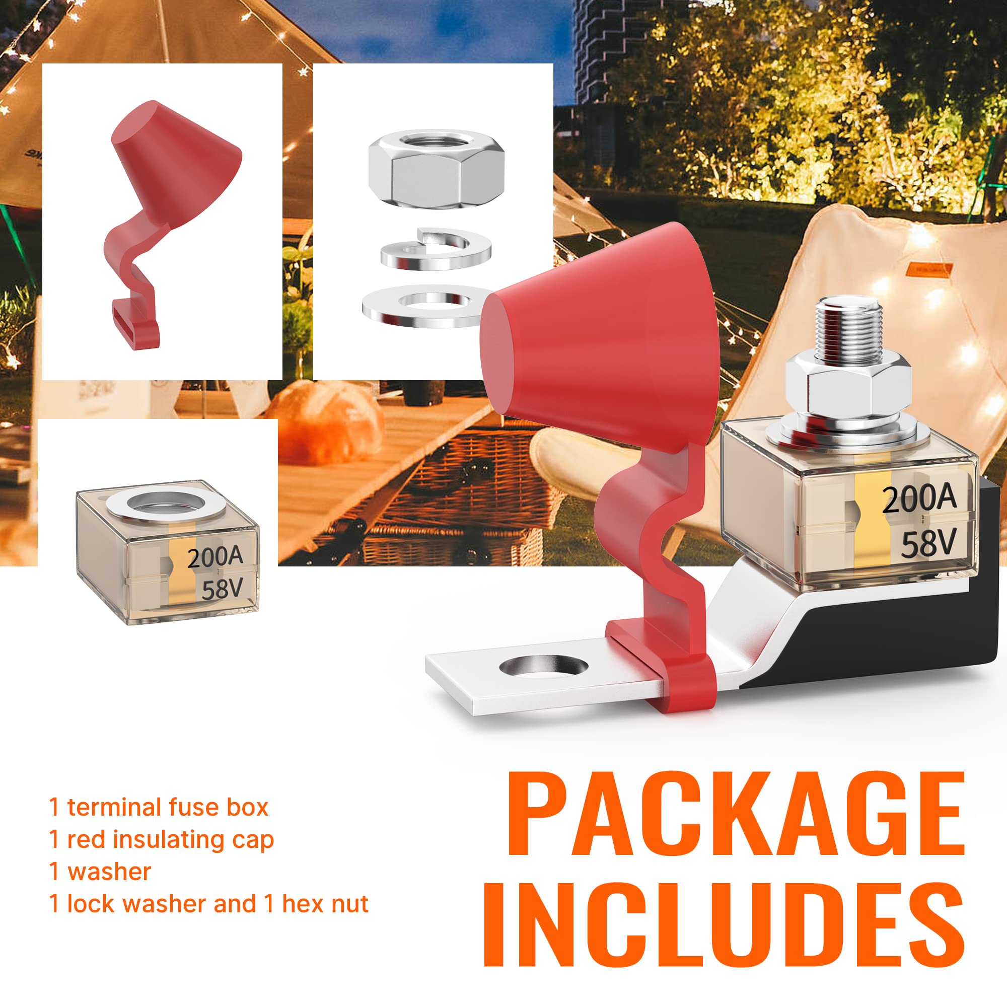 Snapklik.com : Joinfworld Battery Terminal Fuse Block Kit 200A 58V Mrbf ...