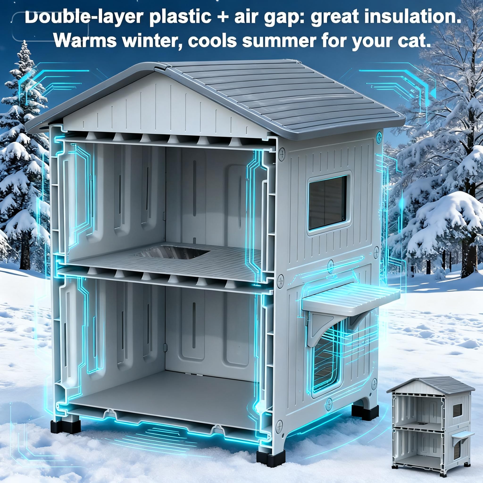 Snapklik.com : Insulated Outdoor Cat House Weatherproof For Feral Multi ...