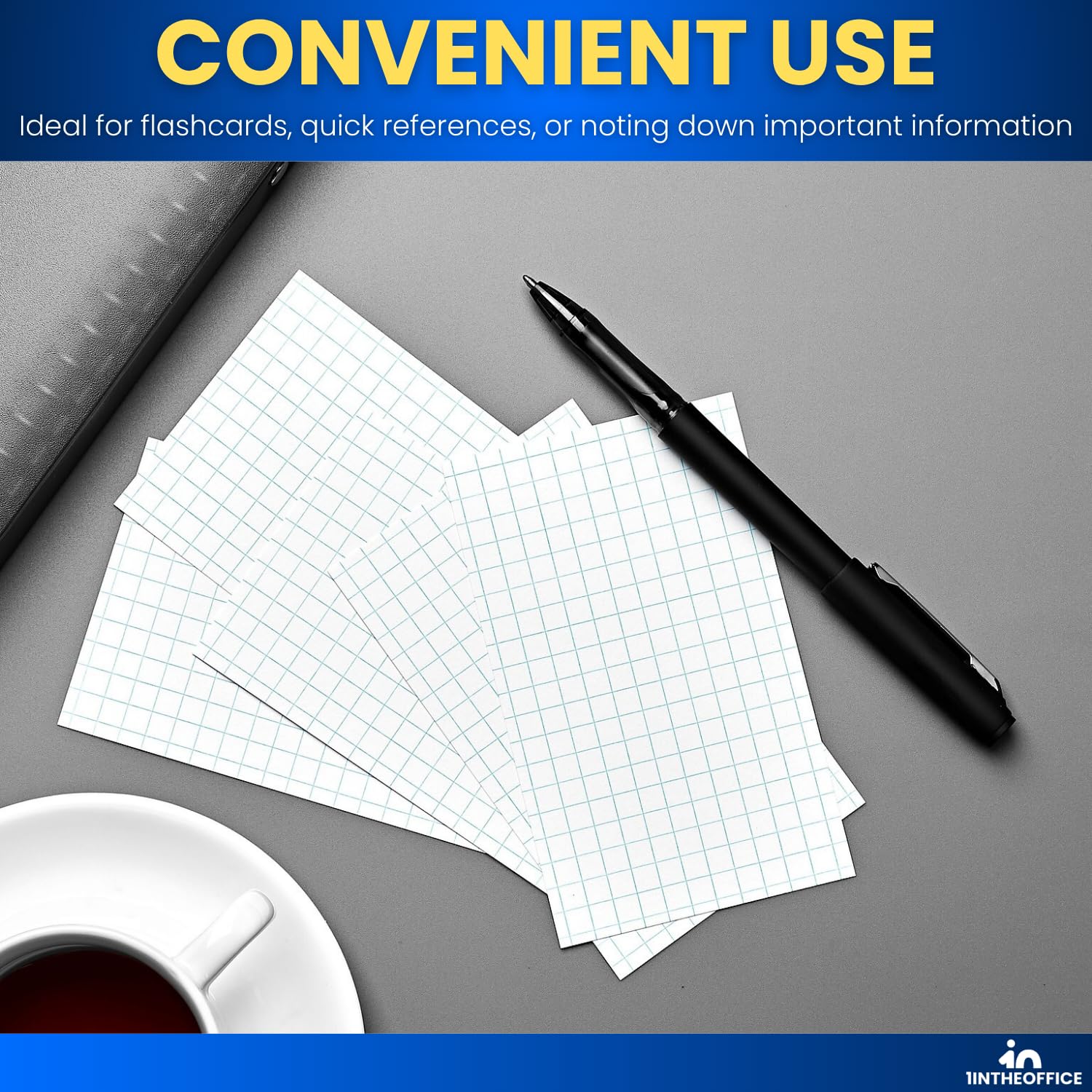 Snapklik.com : 1InTheOffice Graph Ruled Index Cards 3x5