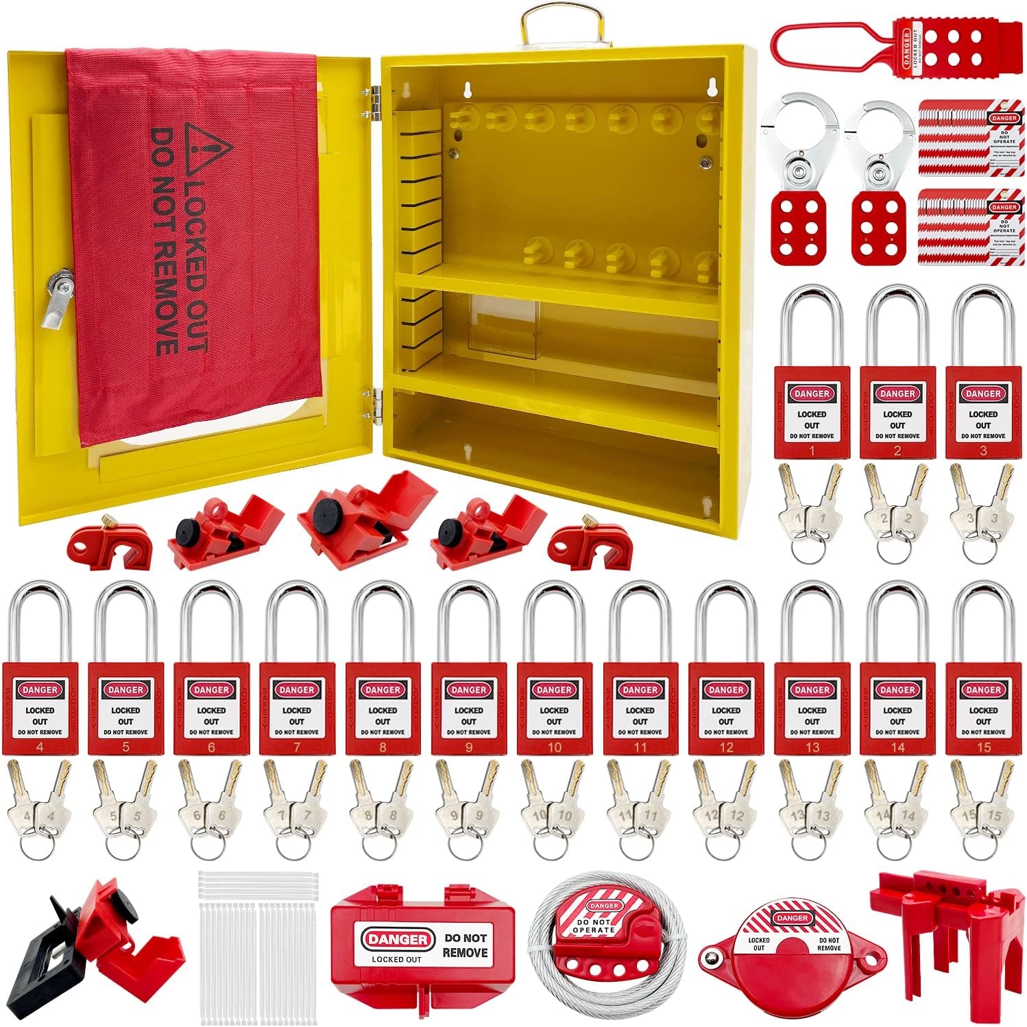 SAFBY Lockout Tagout Station Iron Kit Locks,Lock Out Tag Out Loto Hasps ...
