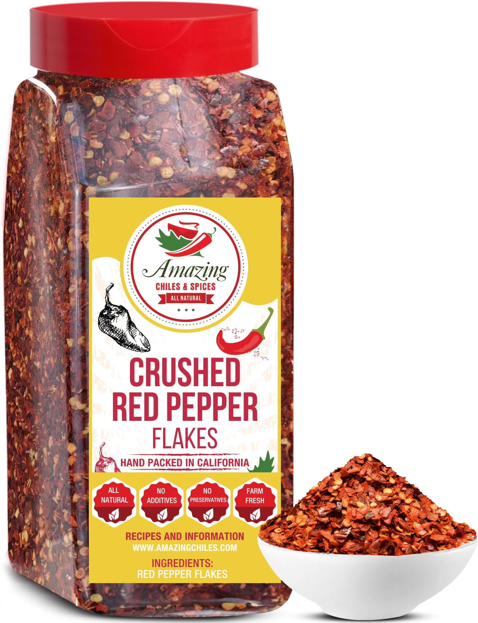 Amazon.com : Crushed Red Pepper Flakes, All Natural, Hot and Spicy ...
