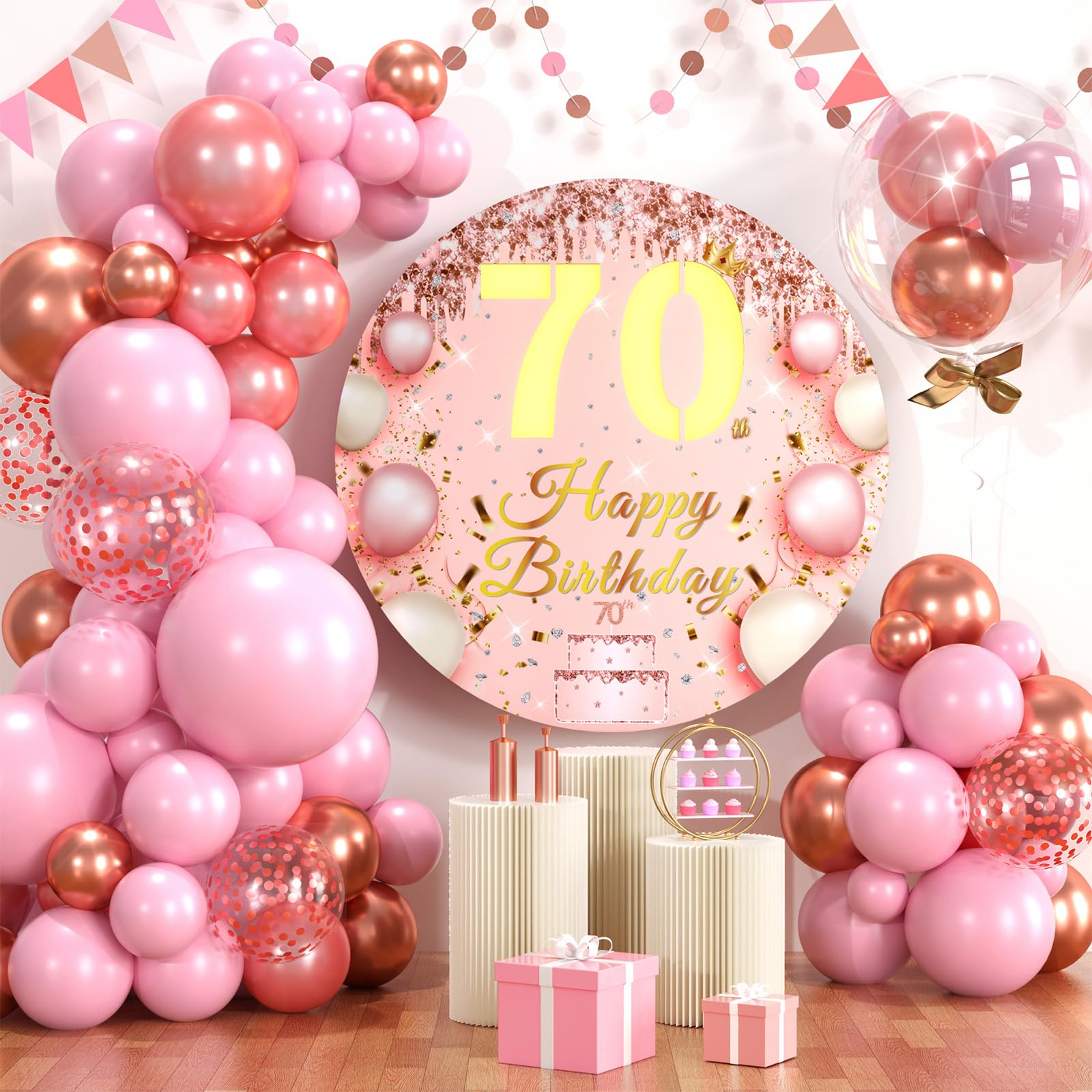 Snapklik.com : 70th Birthday Decorations For Her, Rose Gold Light Up 70 ...