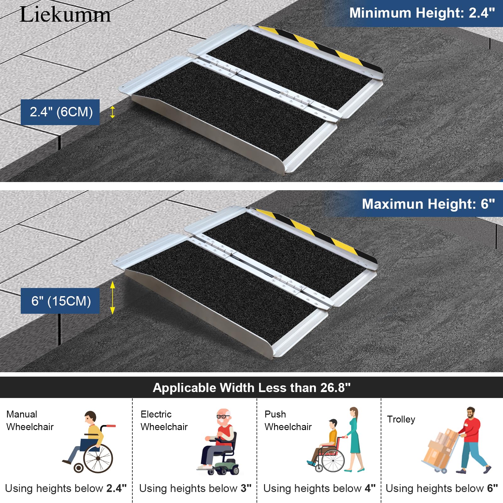 Snapklik.com : LIEKUMM 2FT Portable Wheelchair Ramp600LBS CapacityRamps ...